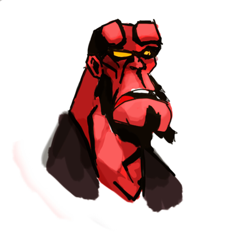 ArtStation - Hellboy Fanart Drawing and Painting Study