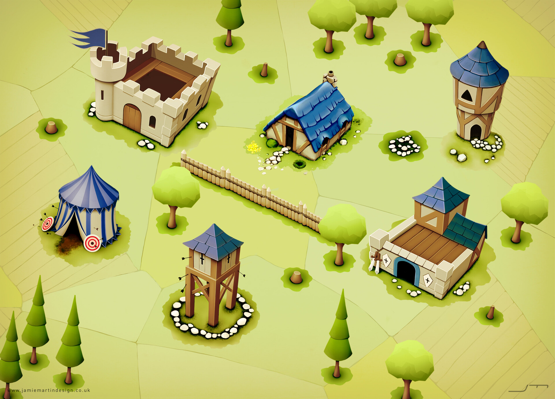 Jamie Martin - RTS - village overview map - environment concept art