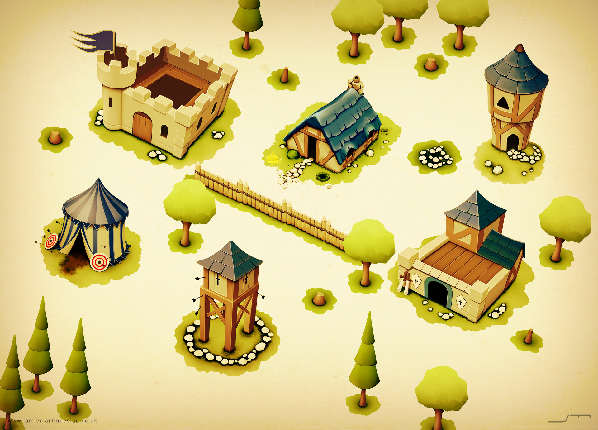Jamie Martin - RTS - village overview map - environment concept art