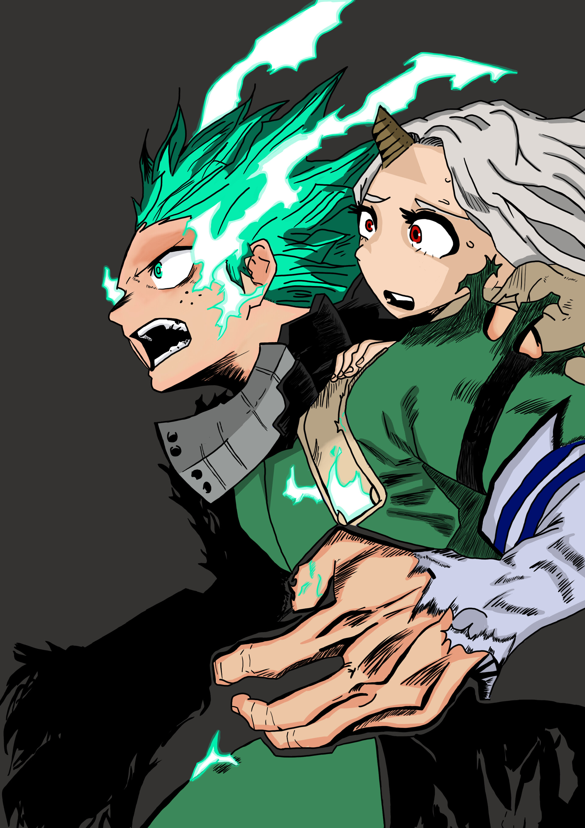 ArtStation - My Hero Academia fanart: Deku Full Cowl 100%