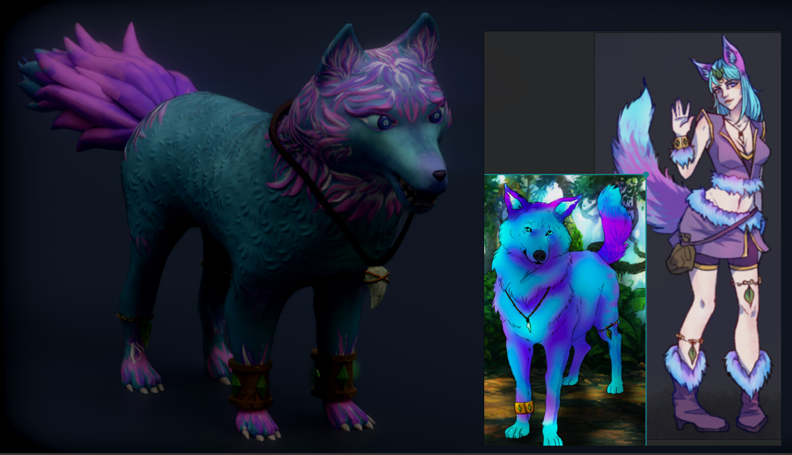 ArtStation - Stylized Wolf (unusual colors)