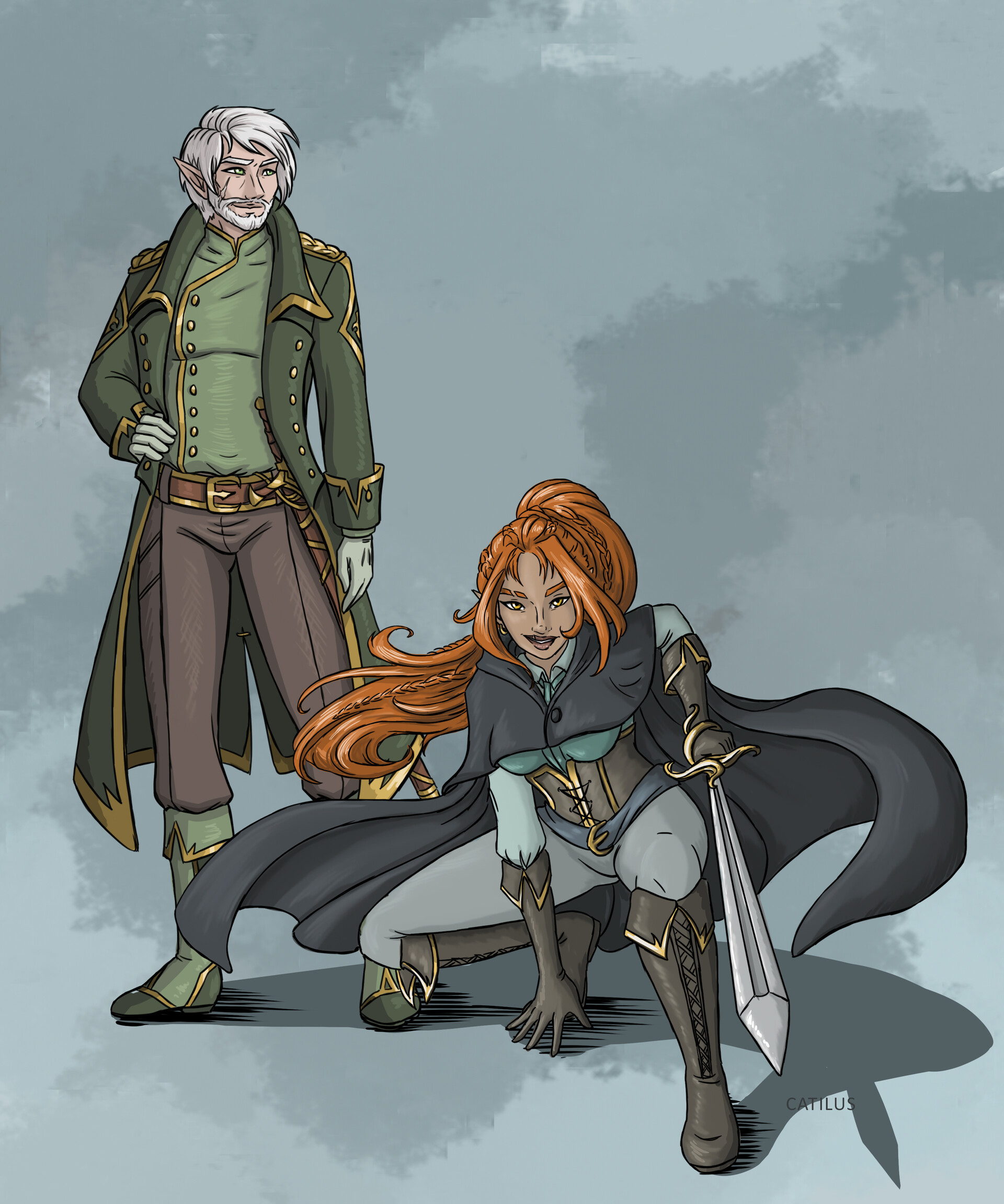 ArtStation - Emily Bermont, Half-Elf College of Swords Bard; and Fang ...