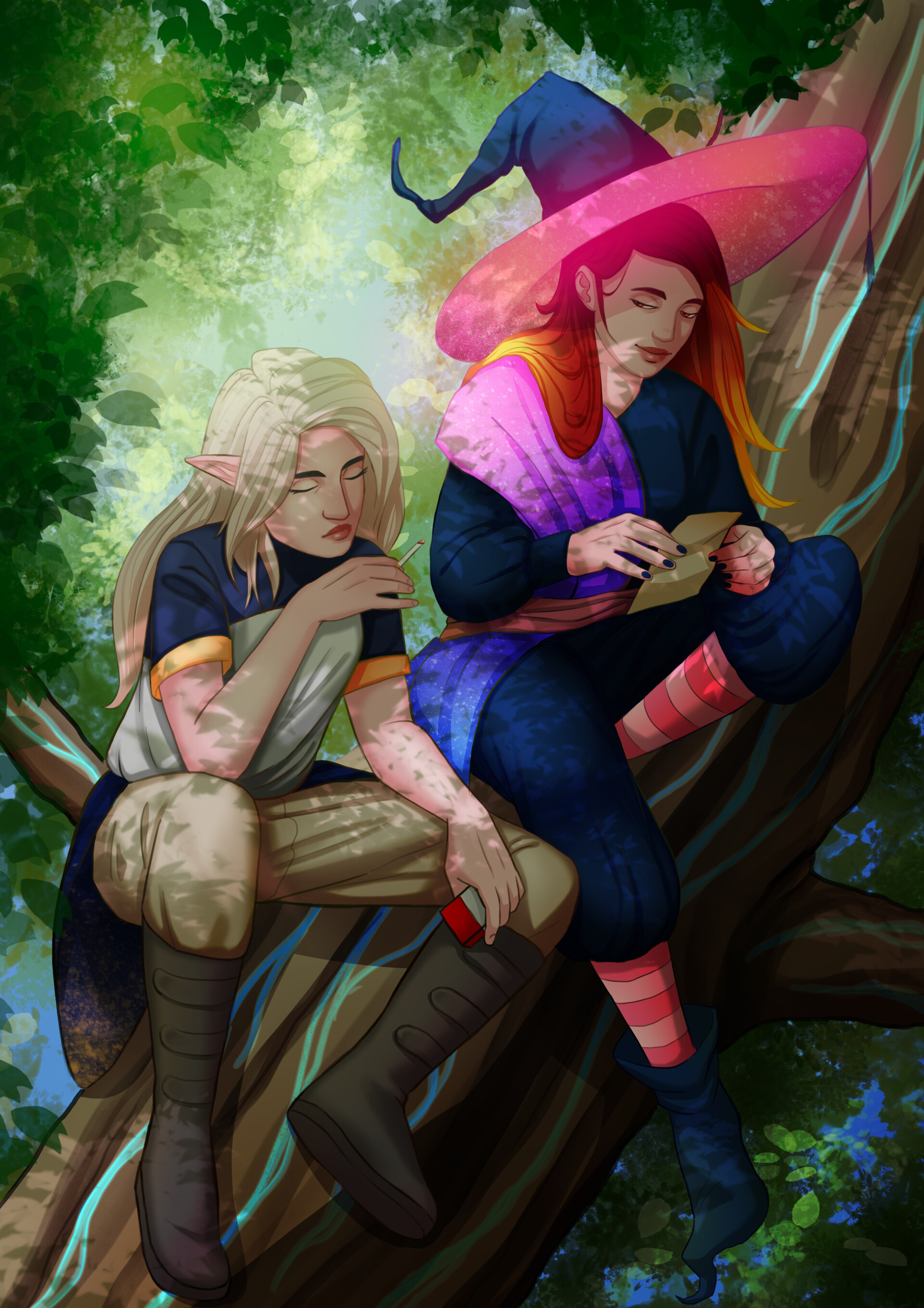 ArtStation - Resting in the shade of a tree