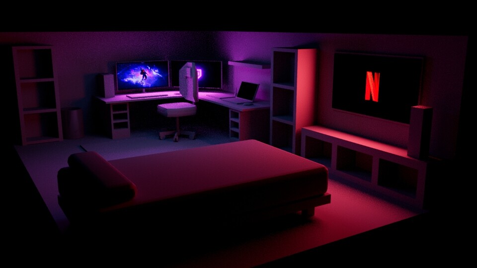 ArtStation - Gaming room 3D design