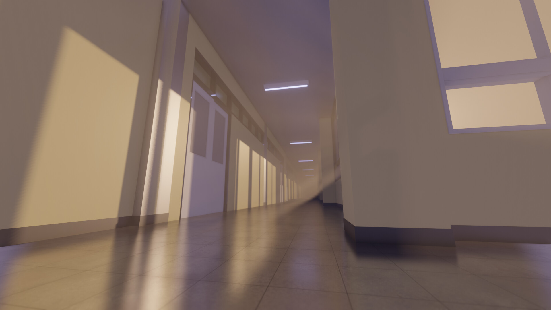 ArtStation - School Hallway Morning, Afternoon and Night