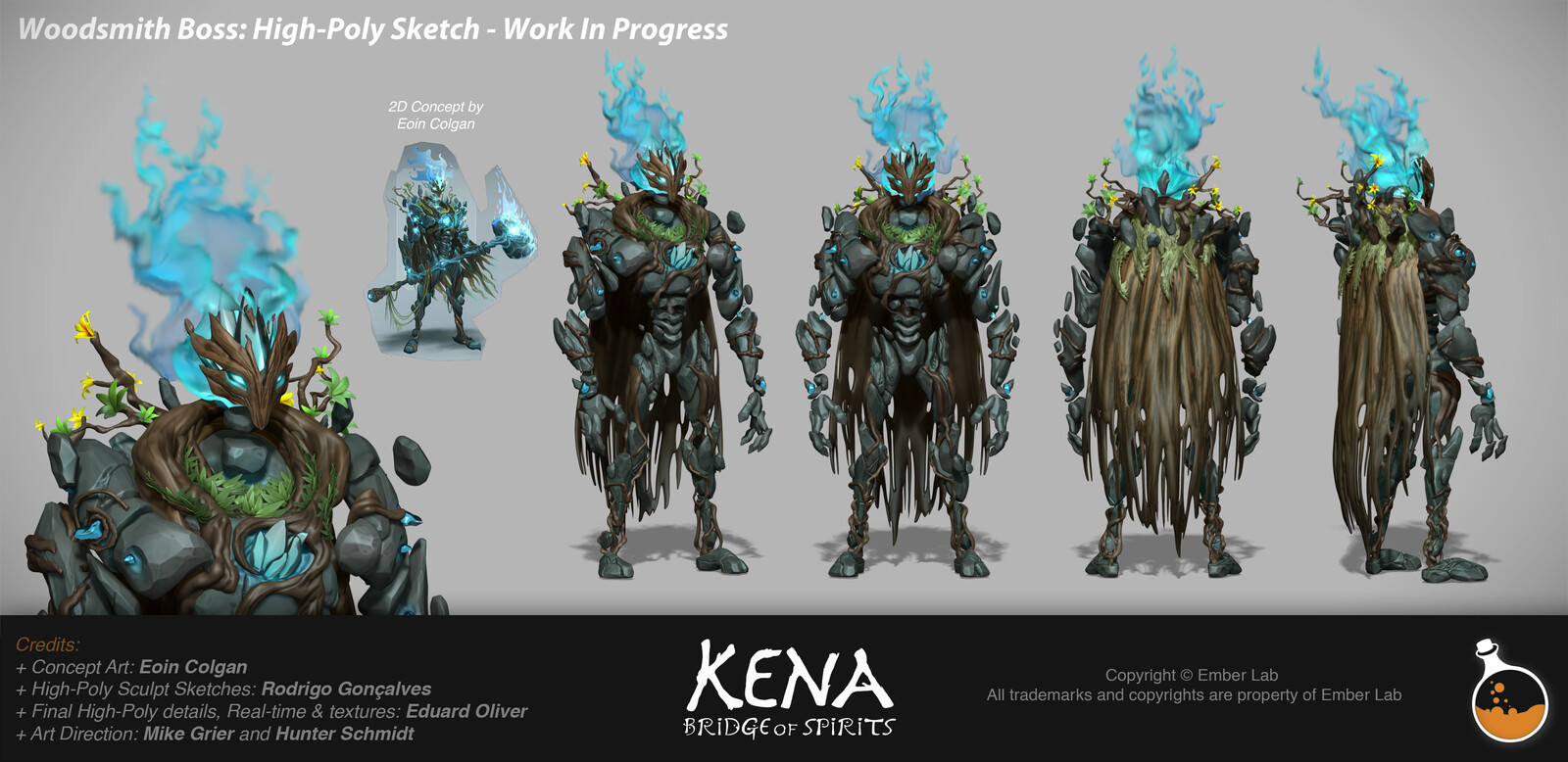 Rodrigo Gonçalves - Kena: Bridge of Spirits - Woodsmith Boss: 3D Sketches