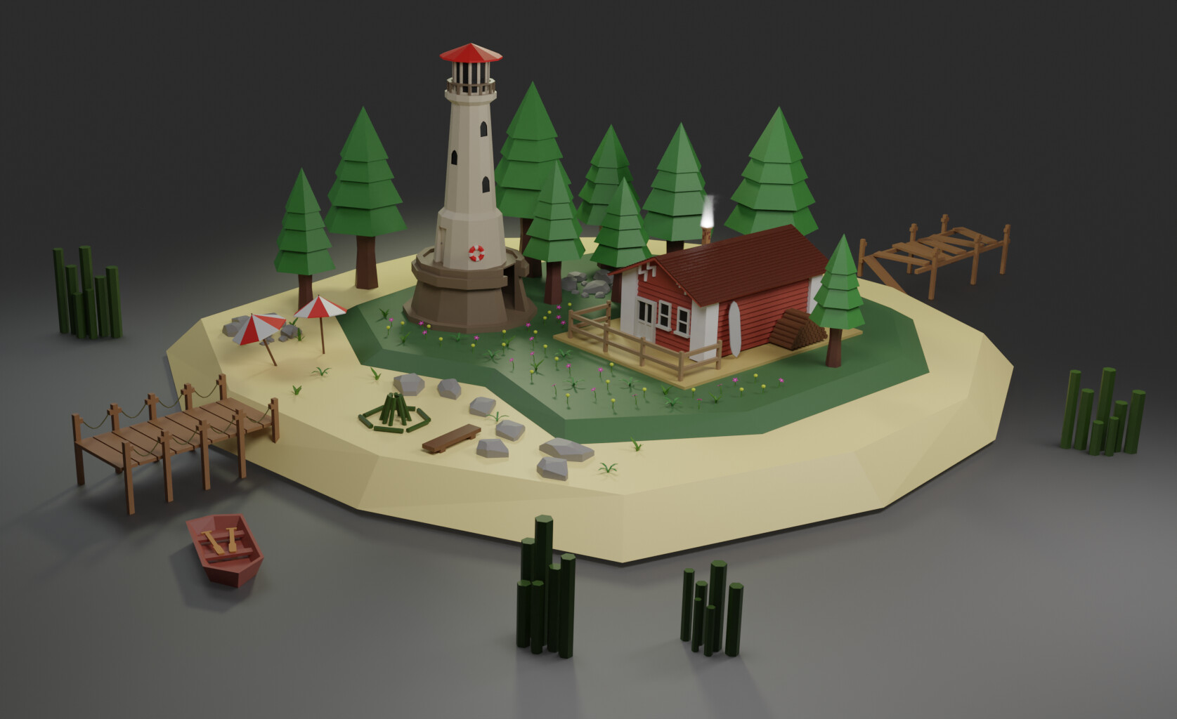 ArtStation - low poly chalet