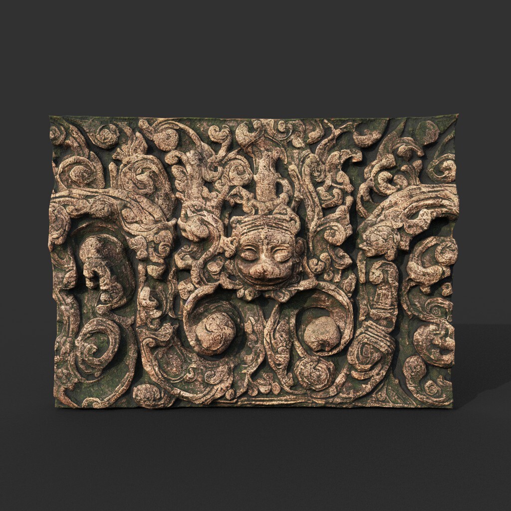 3D Models by 3D Landscape - Low poly Ancient Khmer Temple Wall modular ...