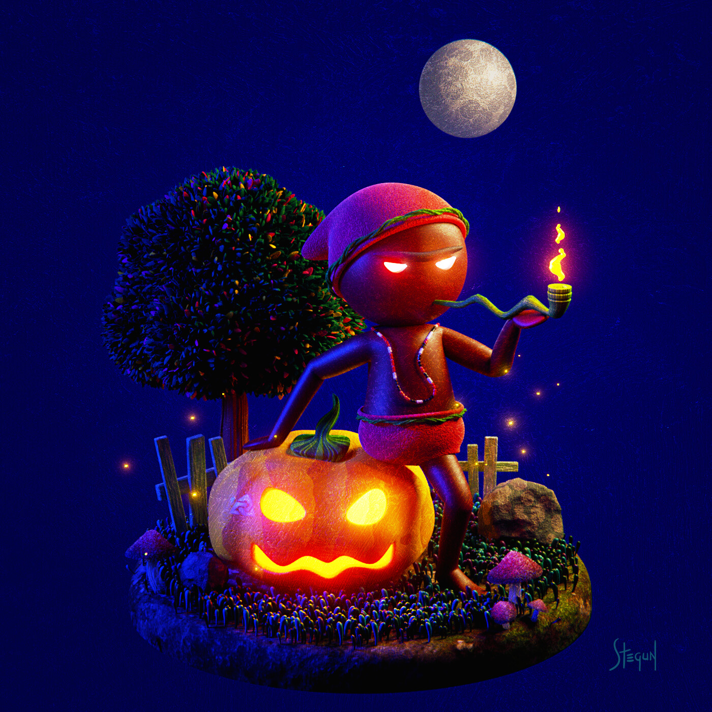 ArtStation - Saci Pererê - Halloween version