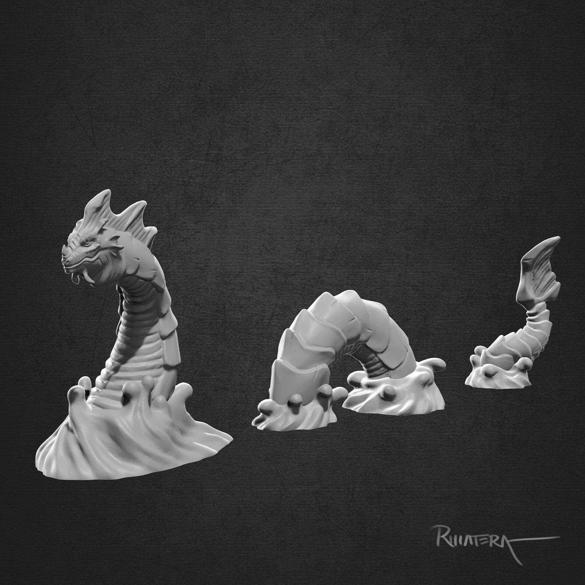 ArtStation - Sea serpent tabletop miniature