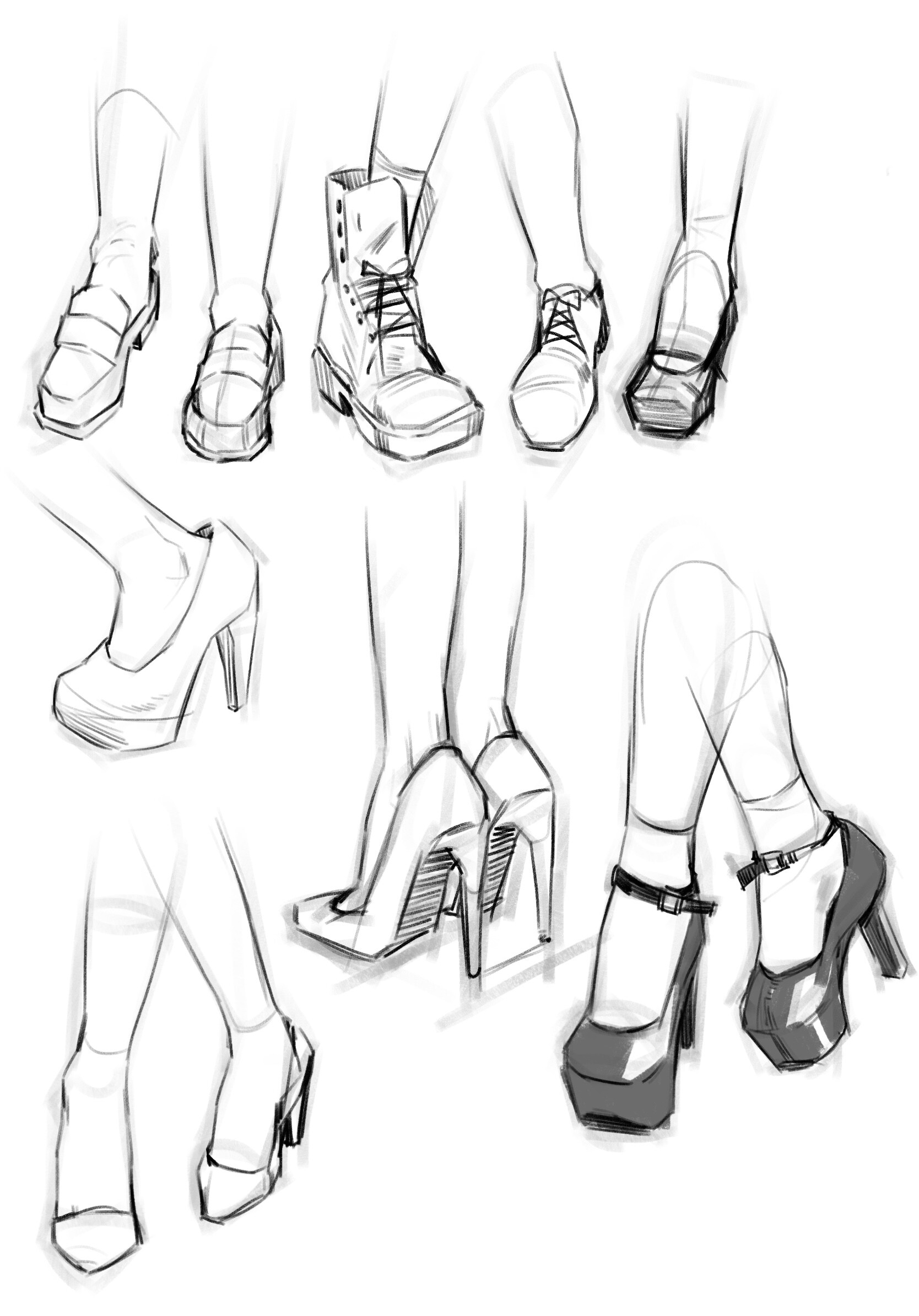 how to draw shoes on a body