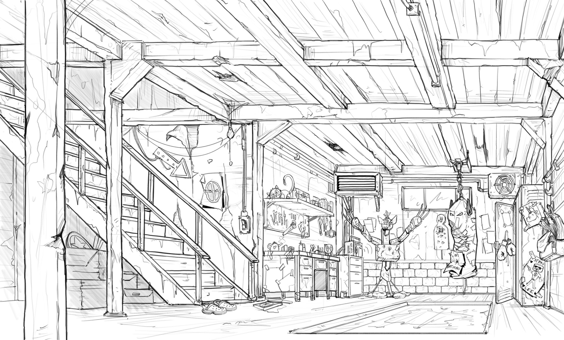 ArtStation - Deadpool Basement Concepts