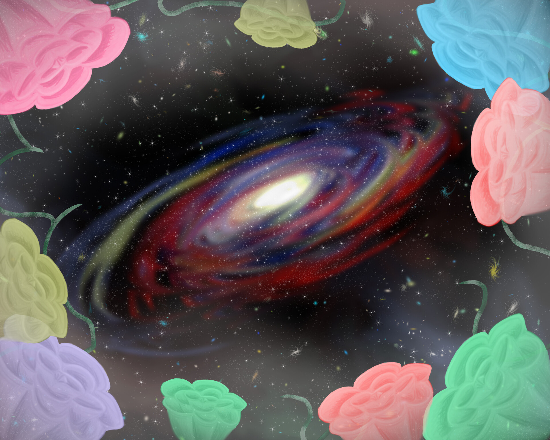 ArtStation - flowers around the galaxy