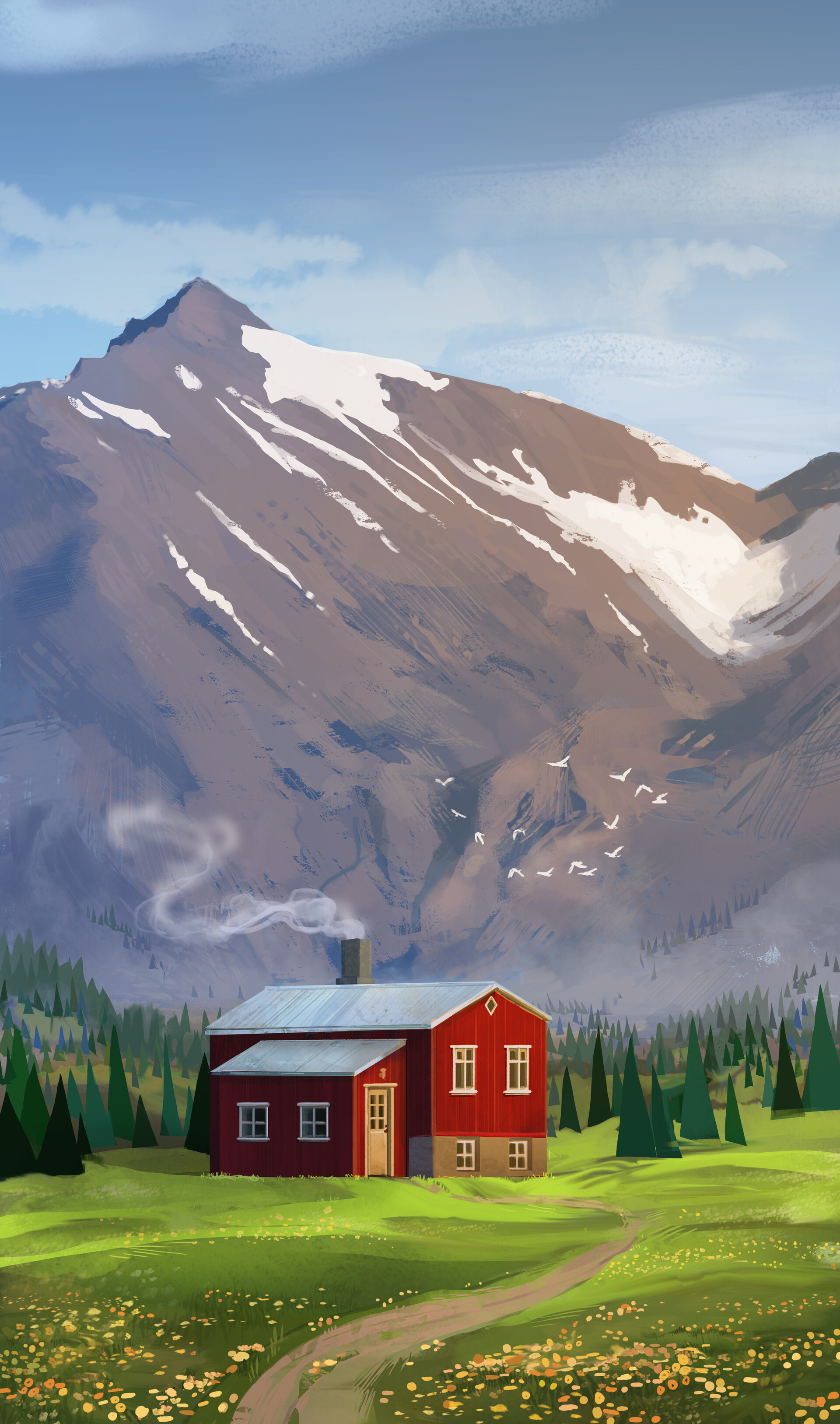 ArtStation - Idyllic farm house painting