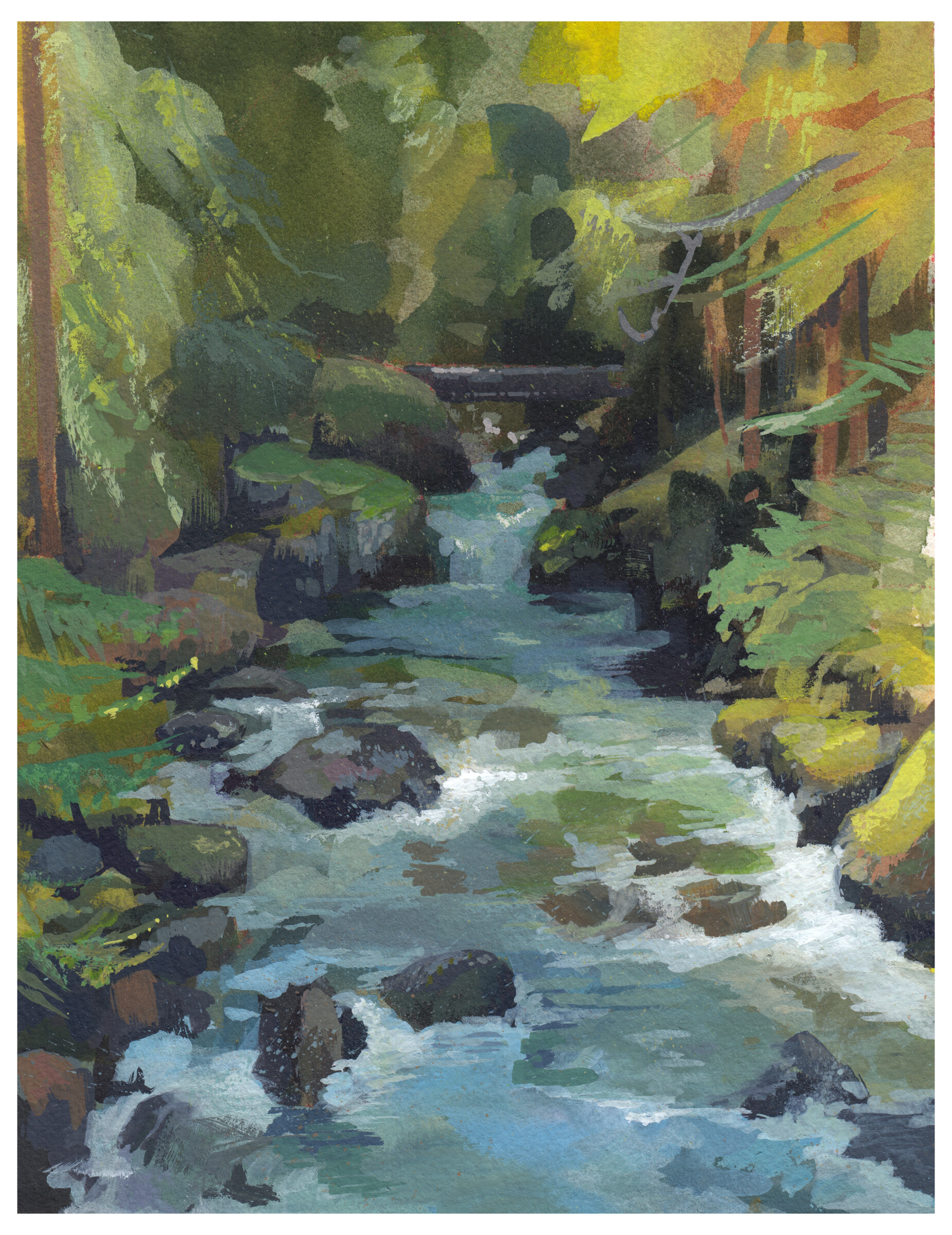 ArtStation - River watercolor and gouache
