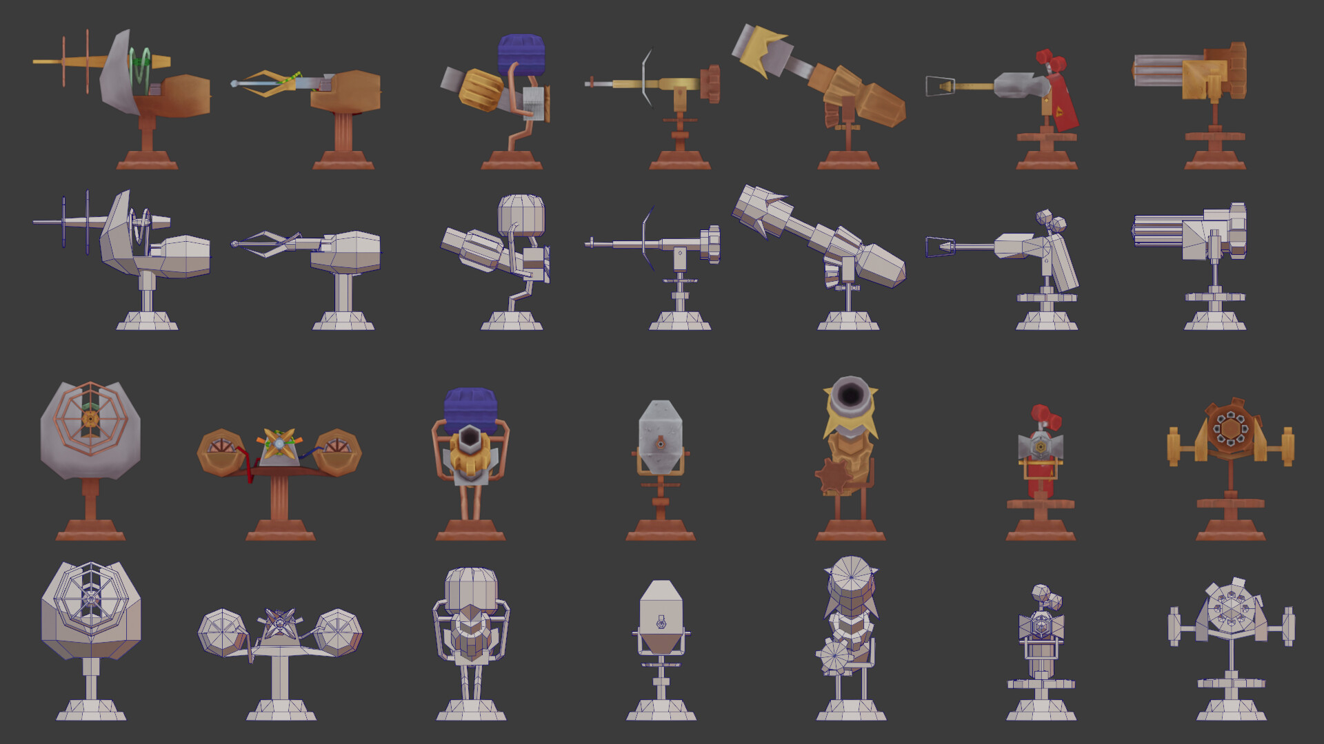 Ordi Nary - Stylized Steampunk Turrets Asset