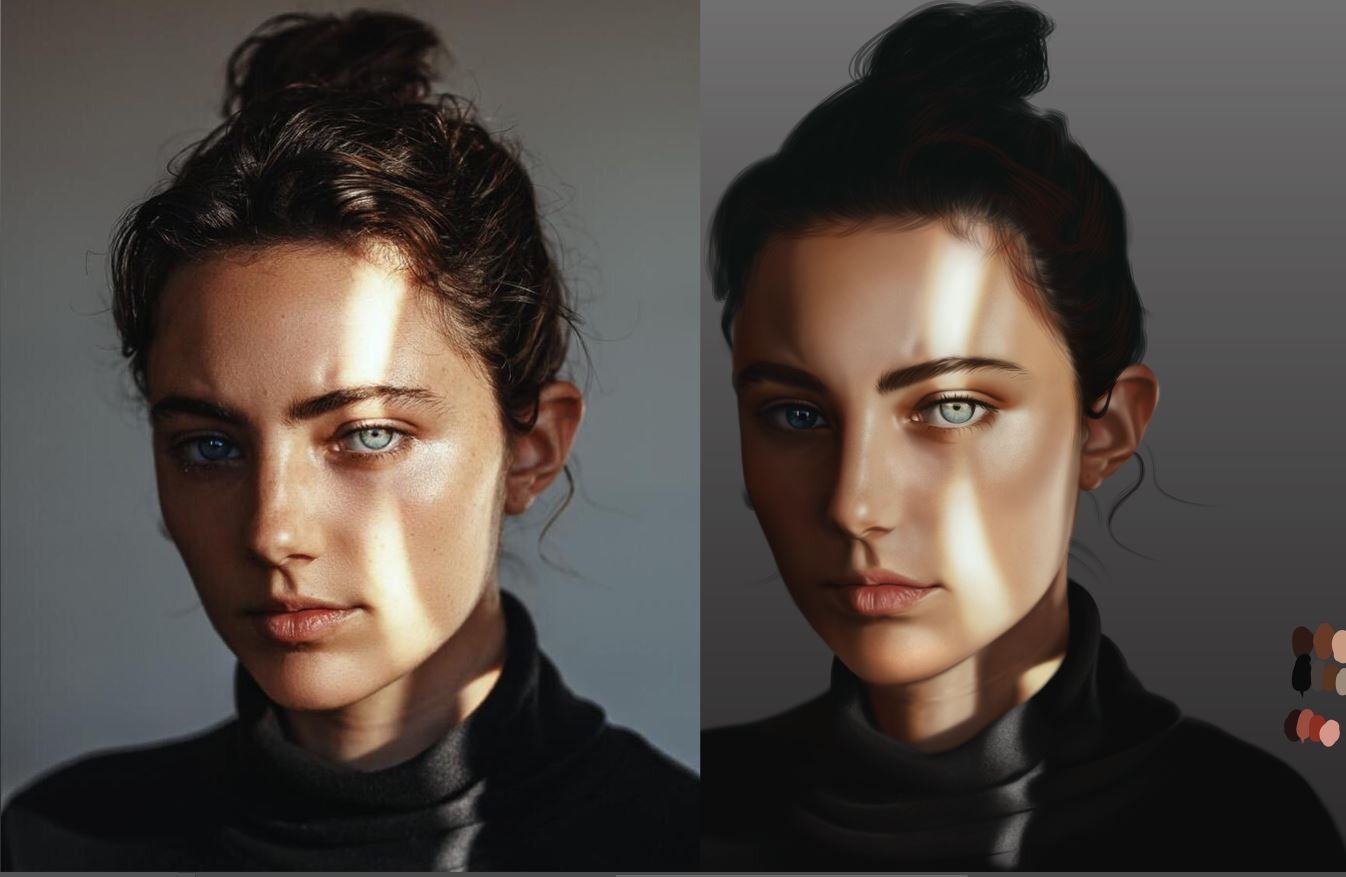 ArtStation - (WIP) Woman with a streak of light