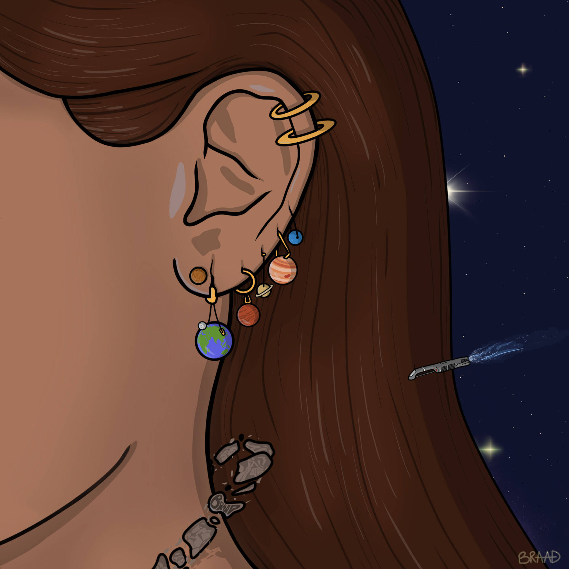 ArtStation - Earthlings, Earthrings, Earrings