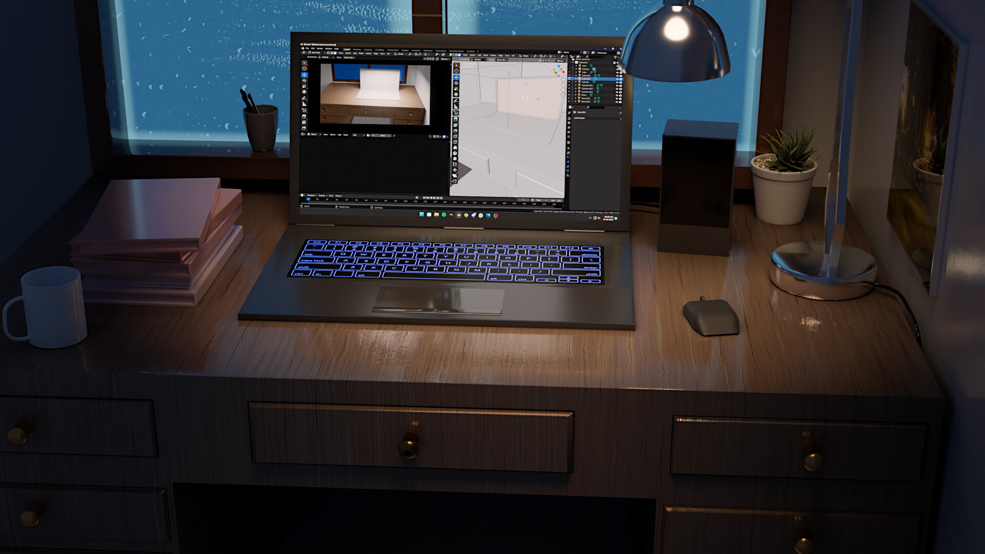 ArtStation - Anime-inspired study table