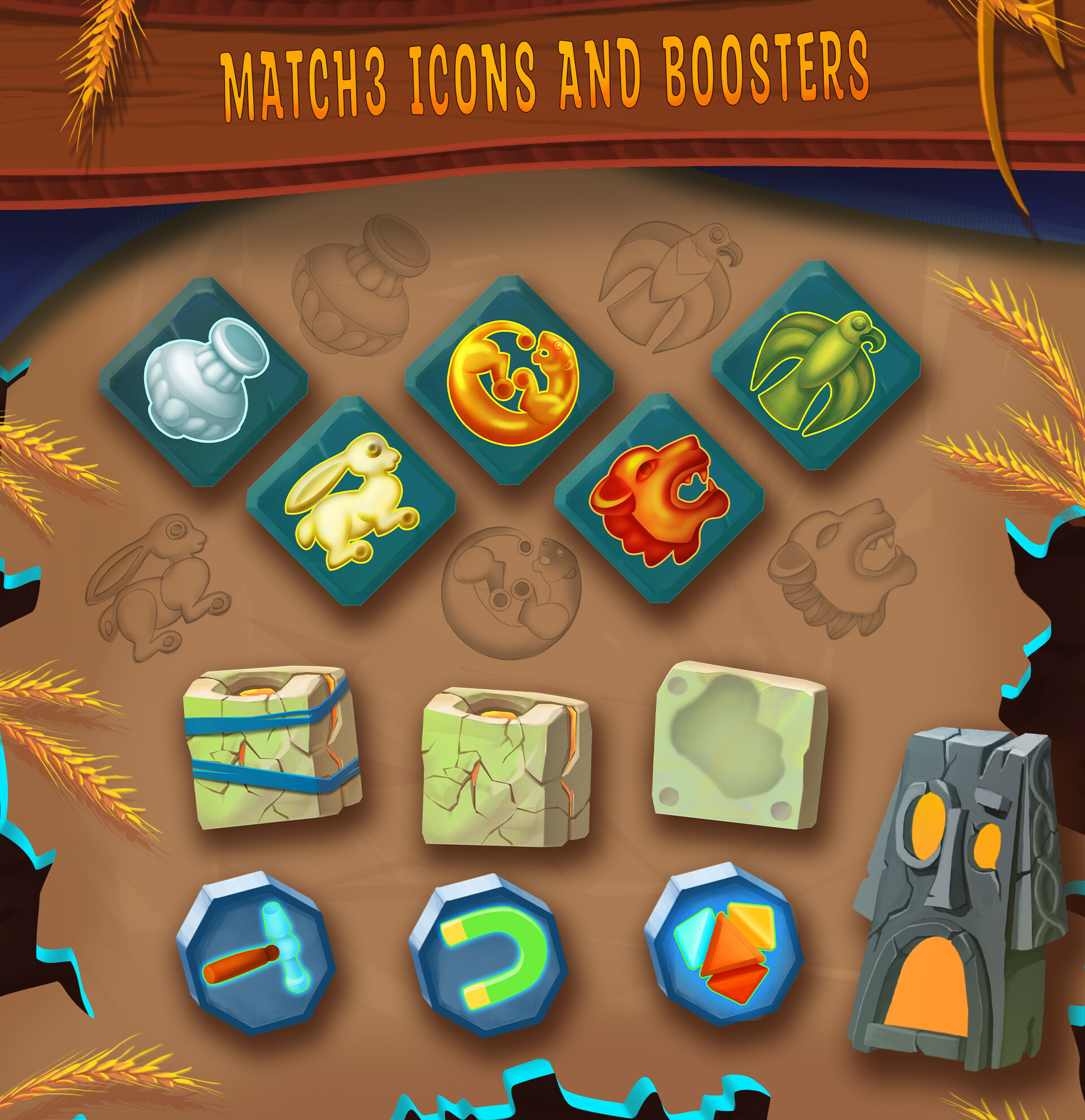 ArtStation - MATCH3 icons, boosters and other items