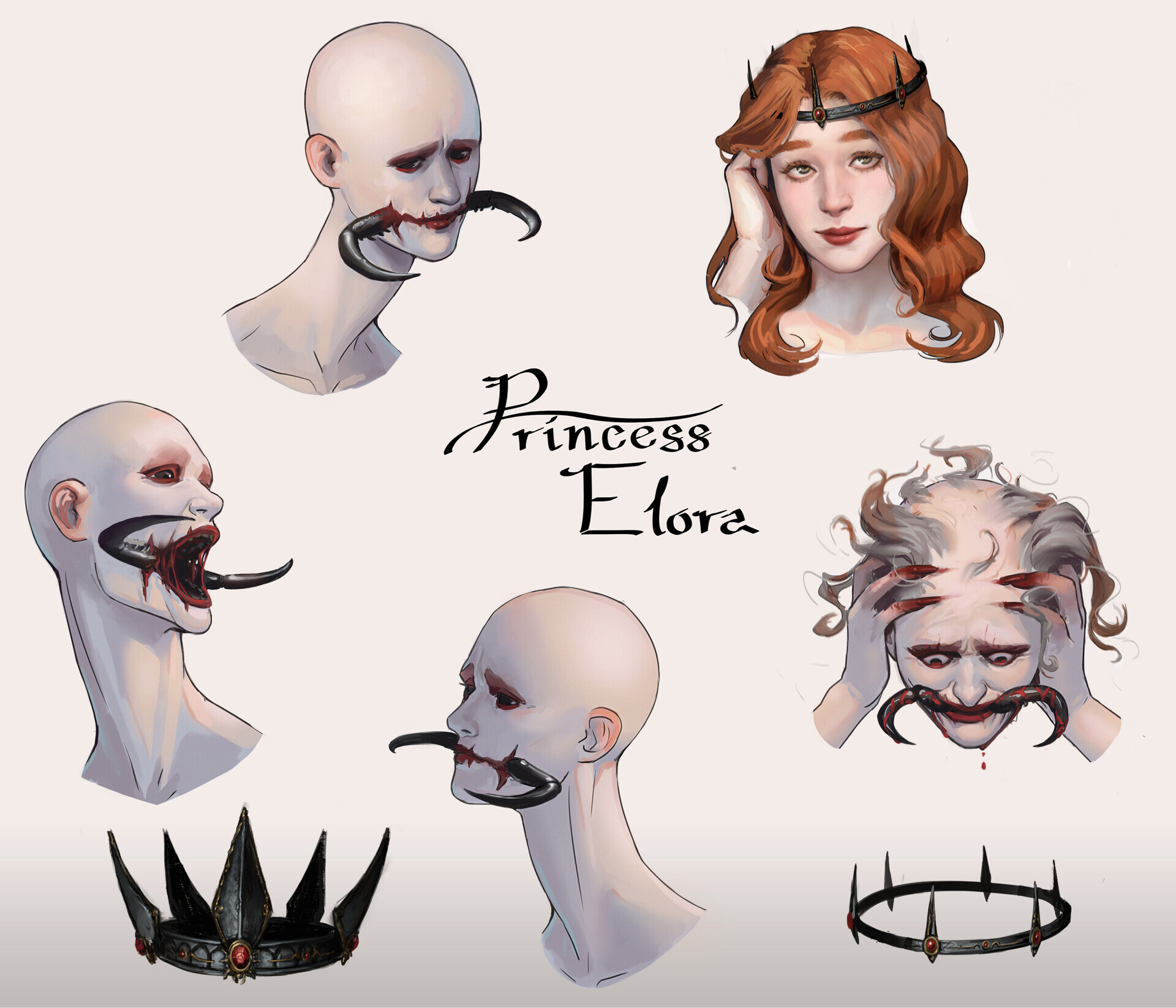 ArtStation - Expression sheet + Turnaround of Princess Elora