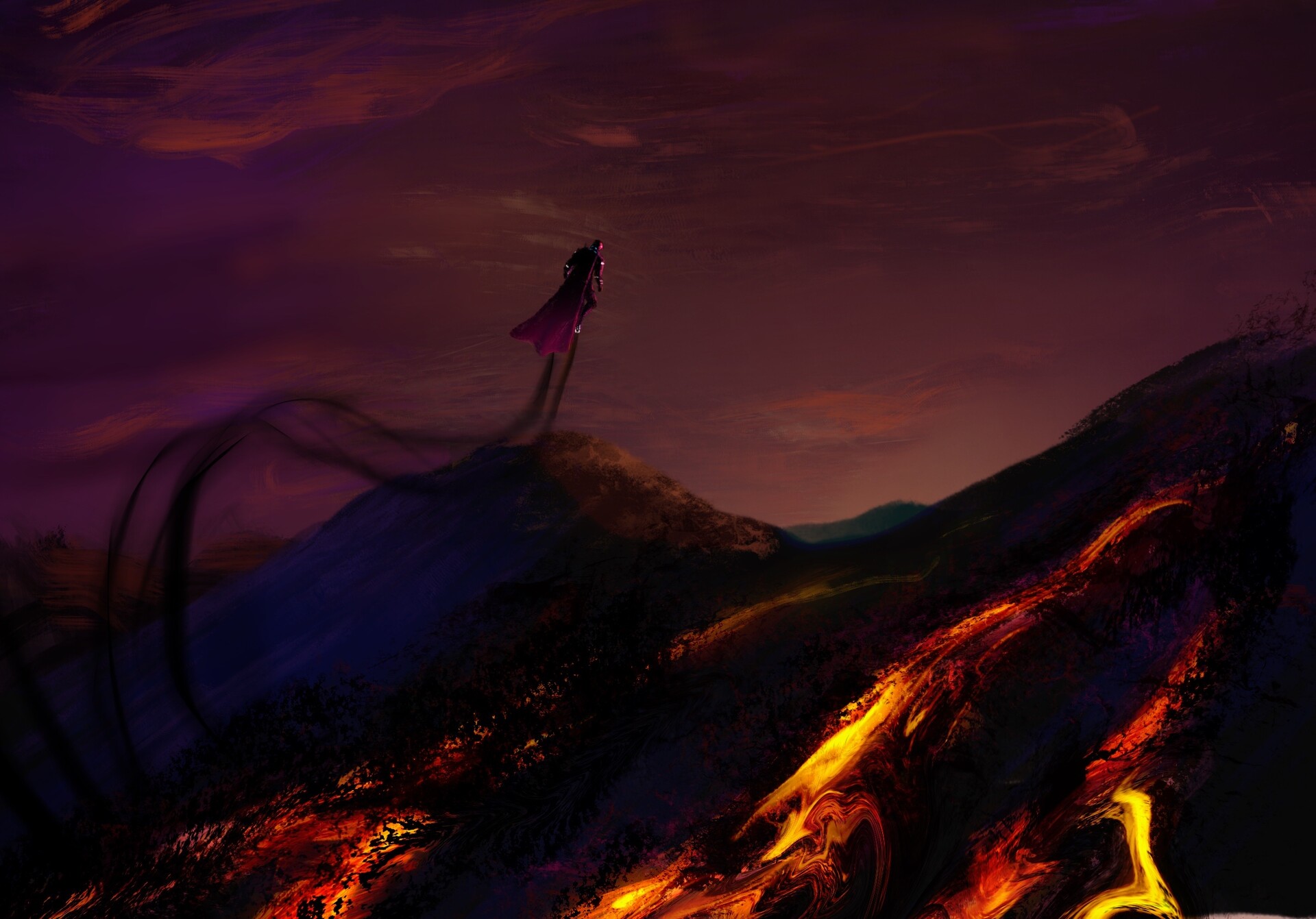 ArtStation - superhero on the edge of the volcano