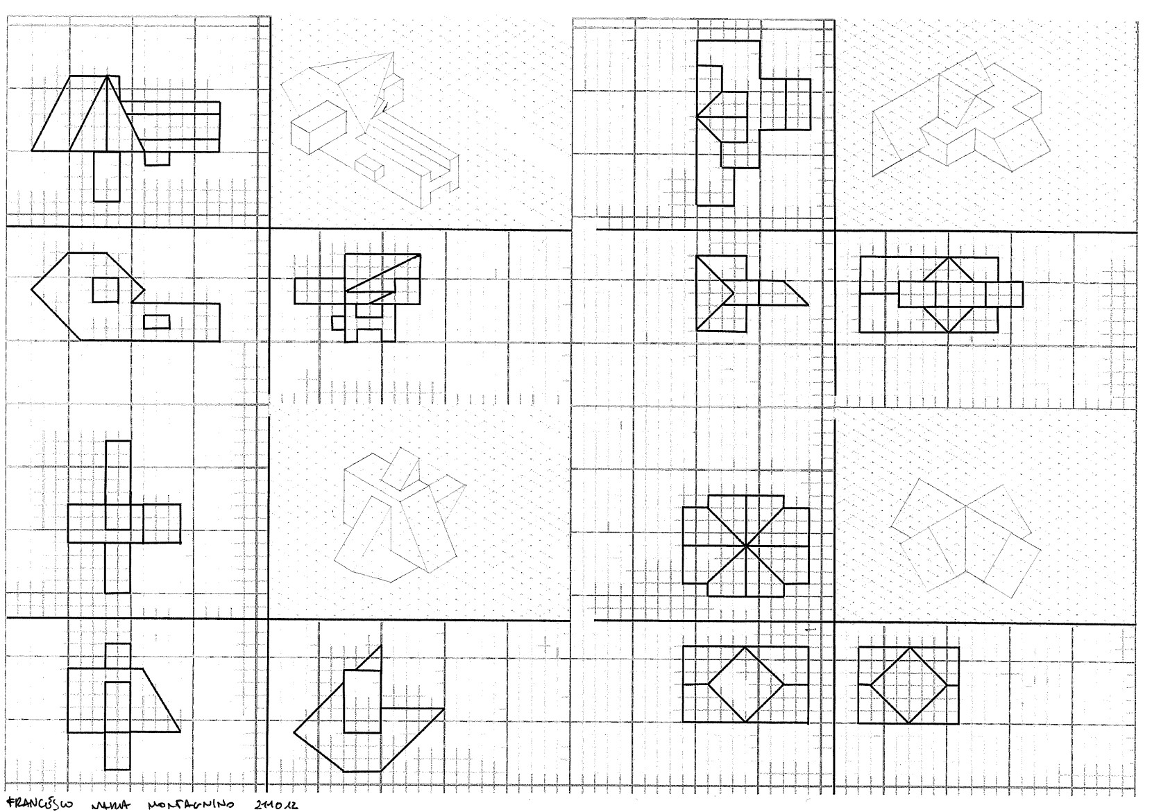ArtStation - Isometric drawings deduced from orthographic views of ...