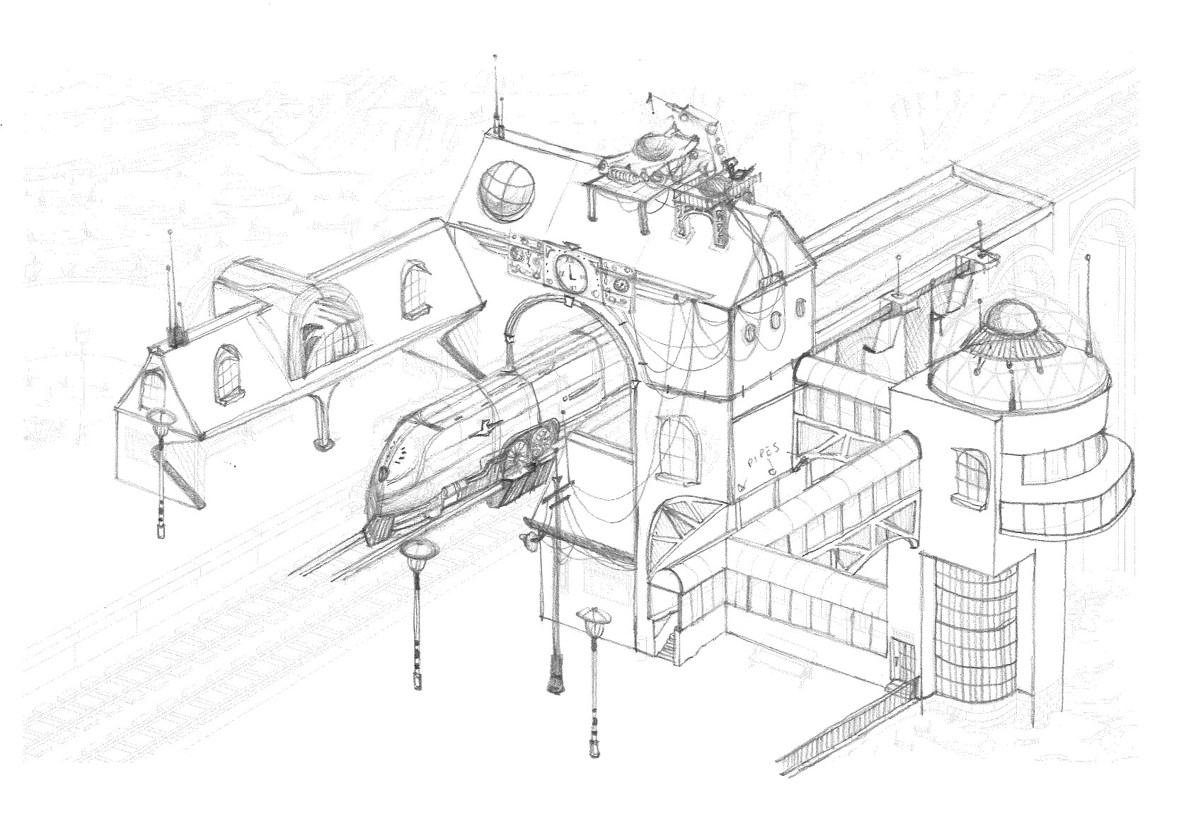 Francesco Montagnino - Atomic punk train station concept