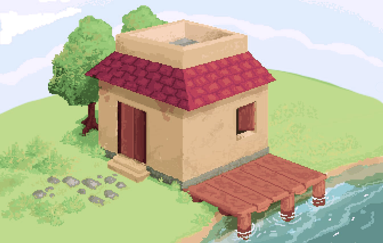 ArtStation - Isometric pixel art asset : Riverside shack