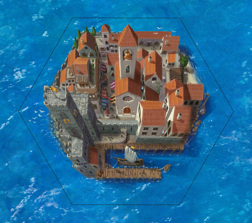 ArtStation - Tiny Sea town hextile