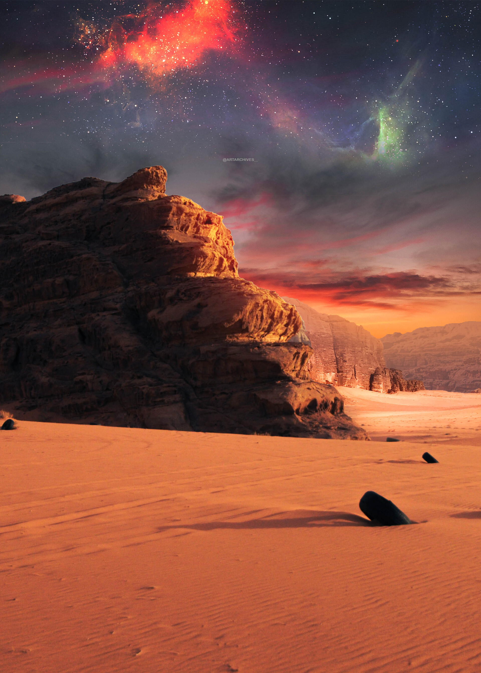 ArtStation - Starry Desert Sunset