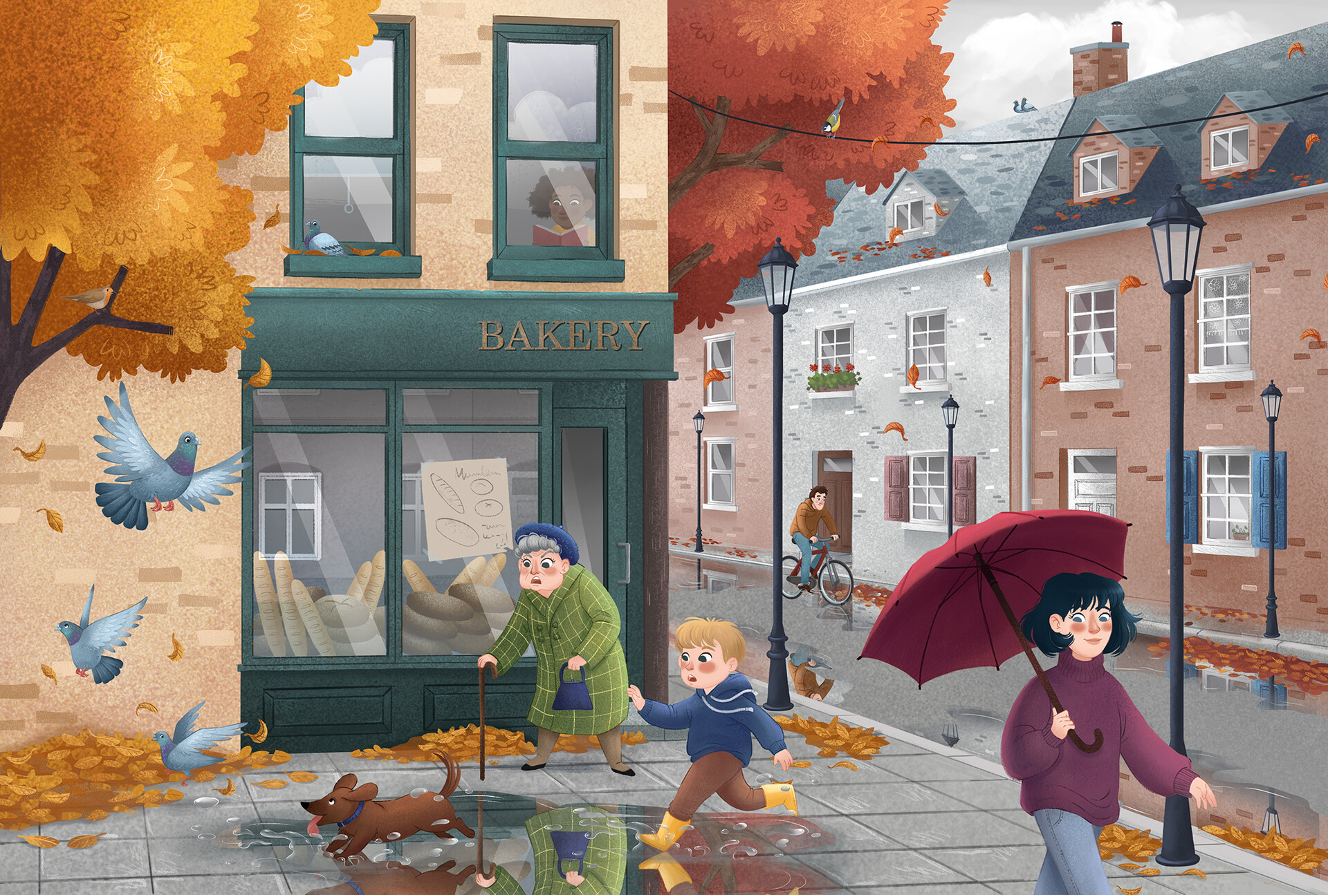 ArtStation - The autumn street.