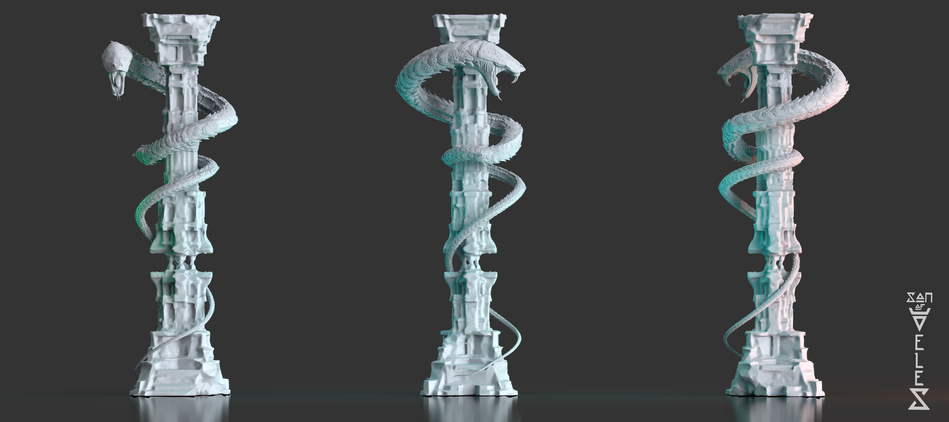 ArtStation - Giant Serpent stone pillar