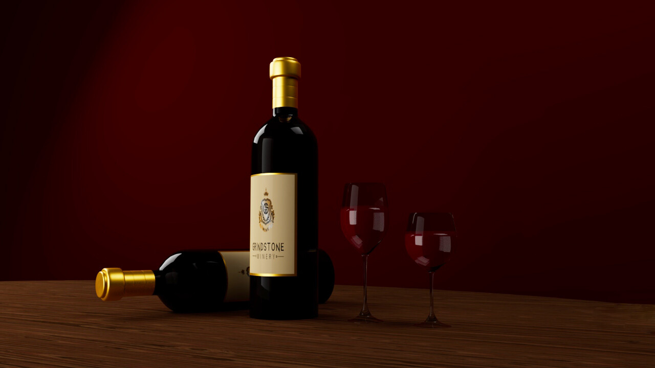 ArtStation - 3d wine bottle render
