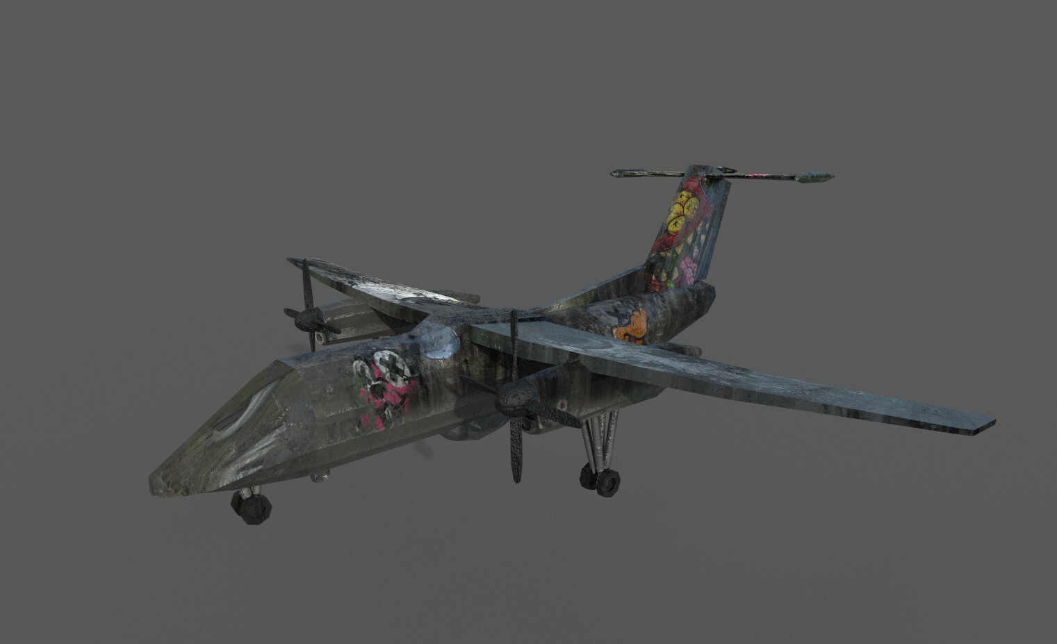 ArtStation - Abandoned airplane with graffiti