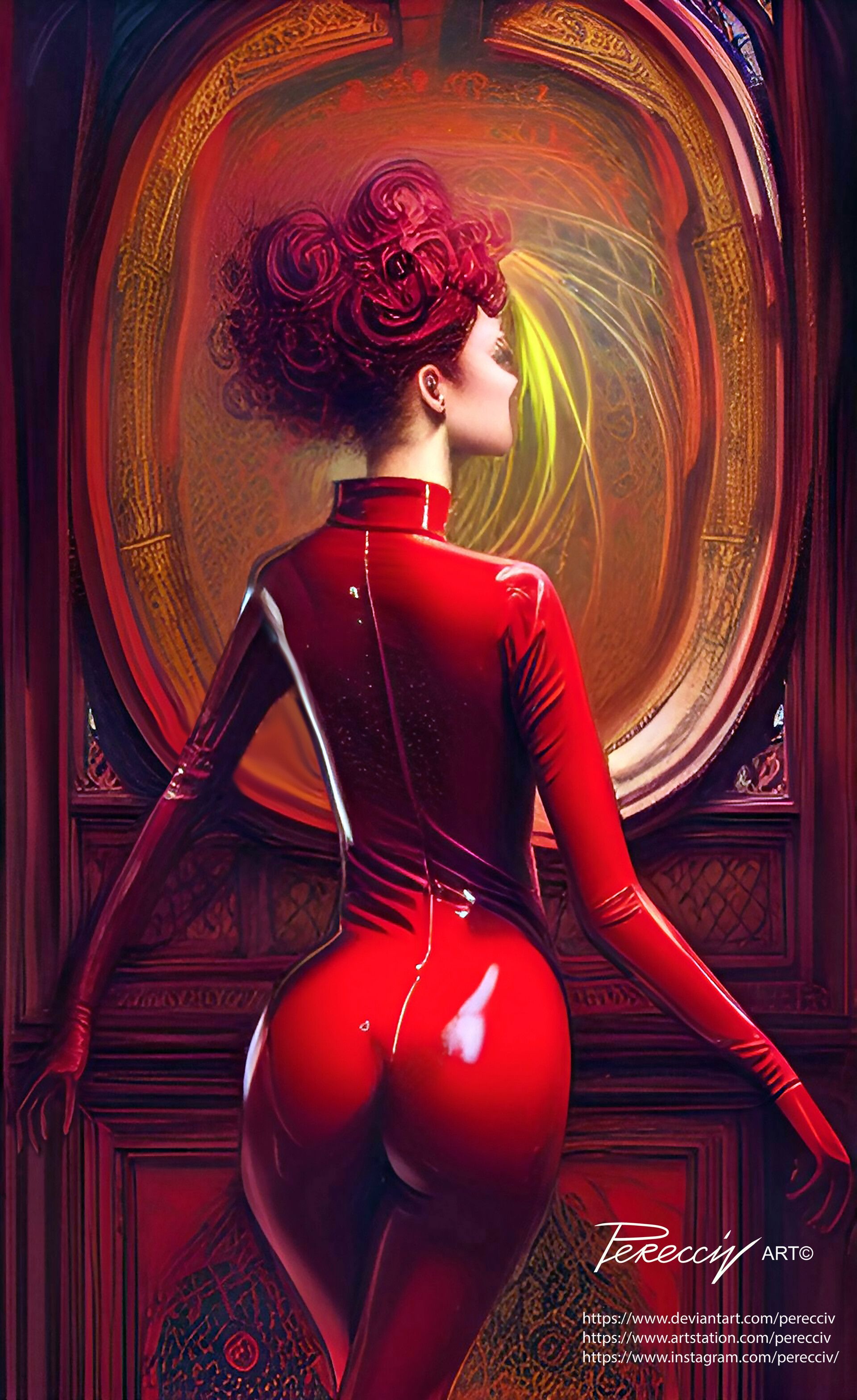 ArtStation - Lady Yurida in a red latex suit
