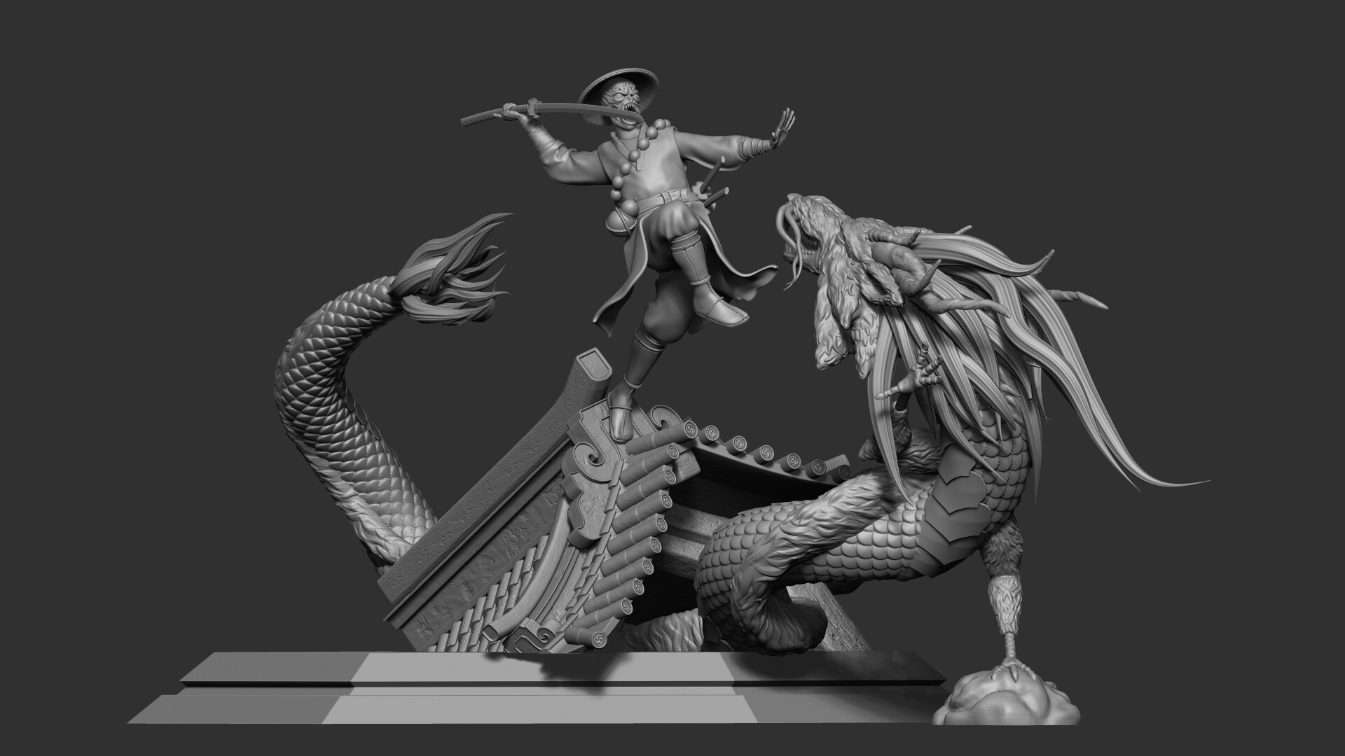 ArtStation - Samurai & Dragon
