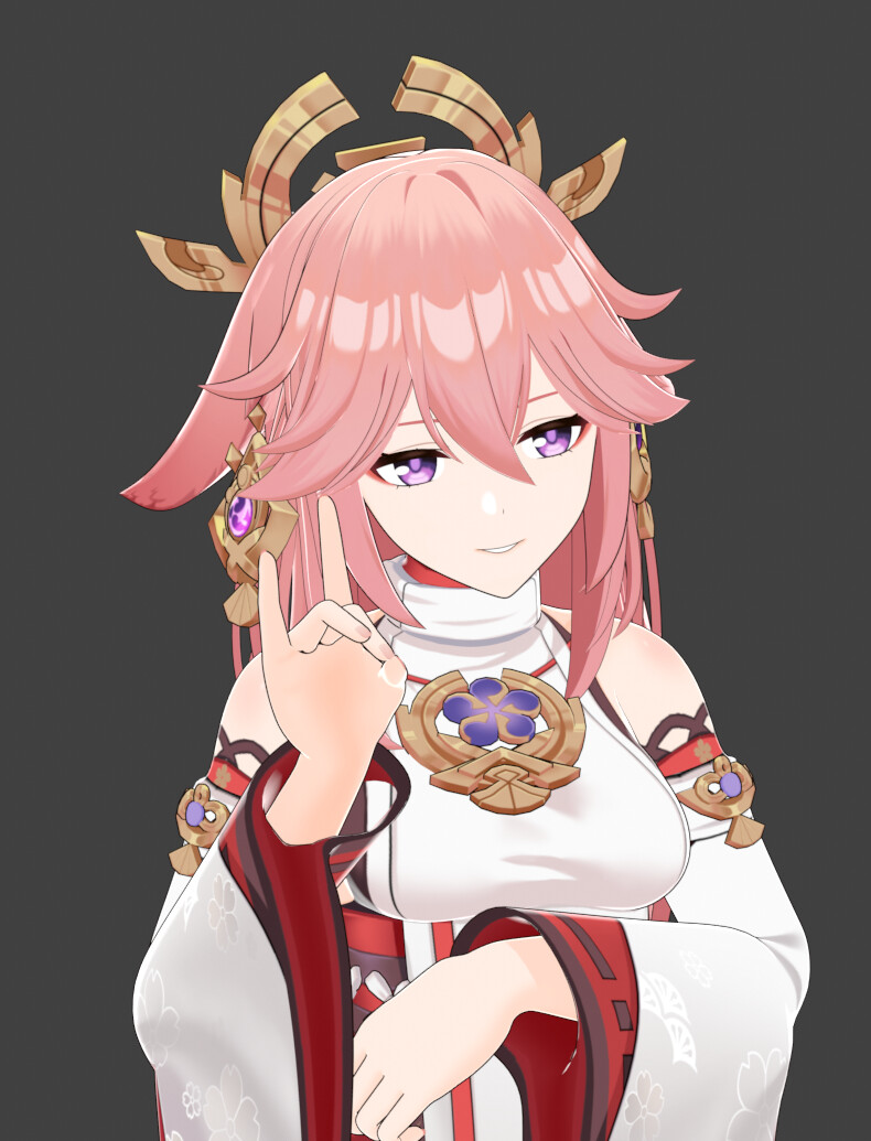 Artstation Genshin Yae Miko 3d Modeling