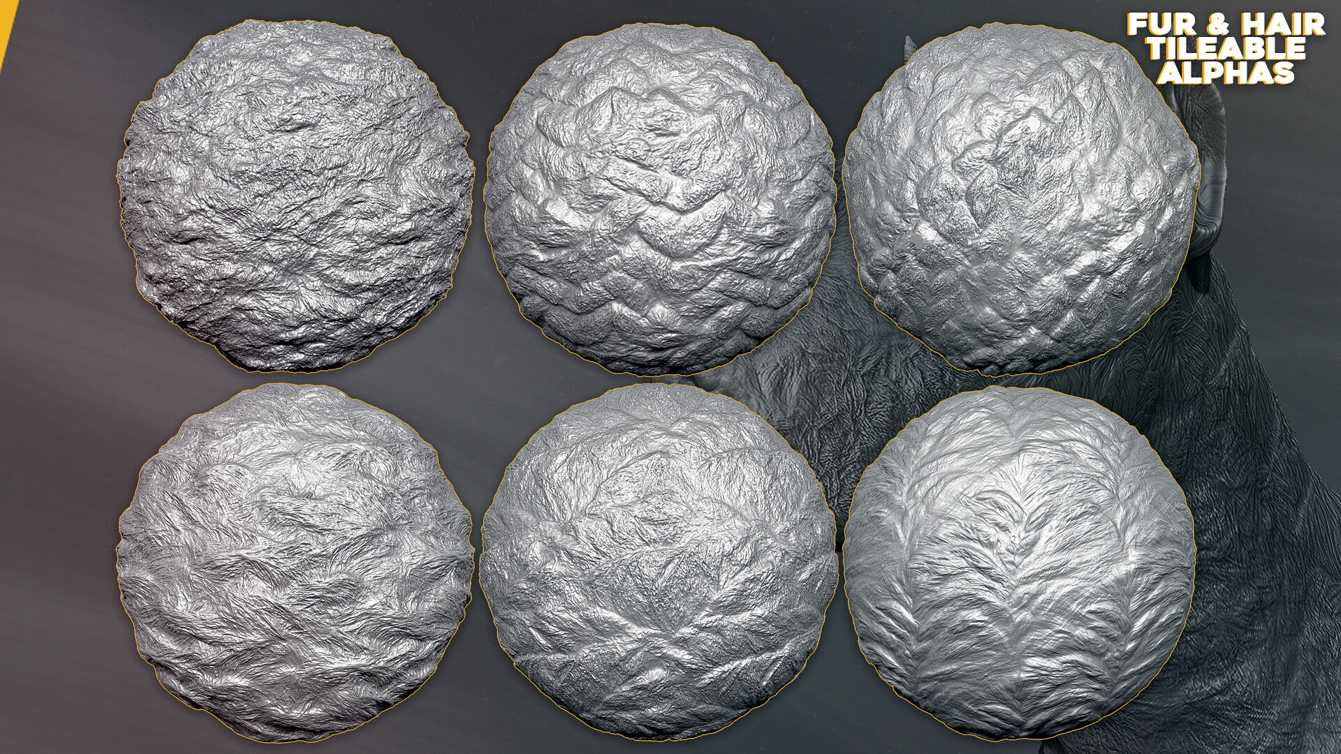 VK GameDev - 31 Fur and Hair Alphas (Tileable, Displacement Map) vol.4 ...