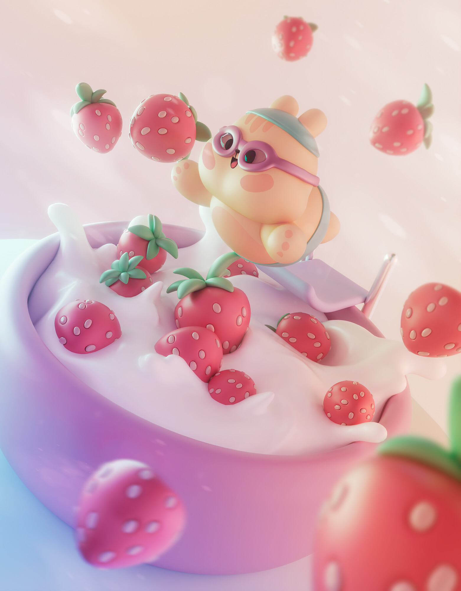 ArtStation - Cute strawberries