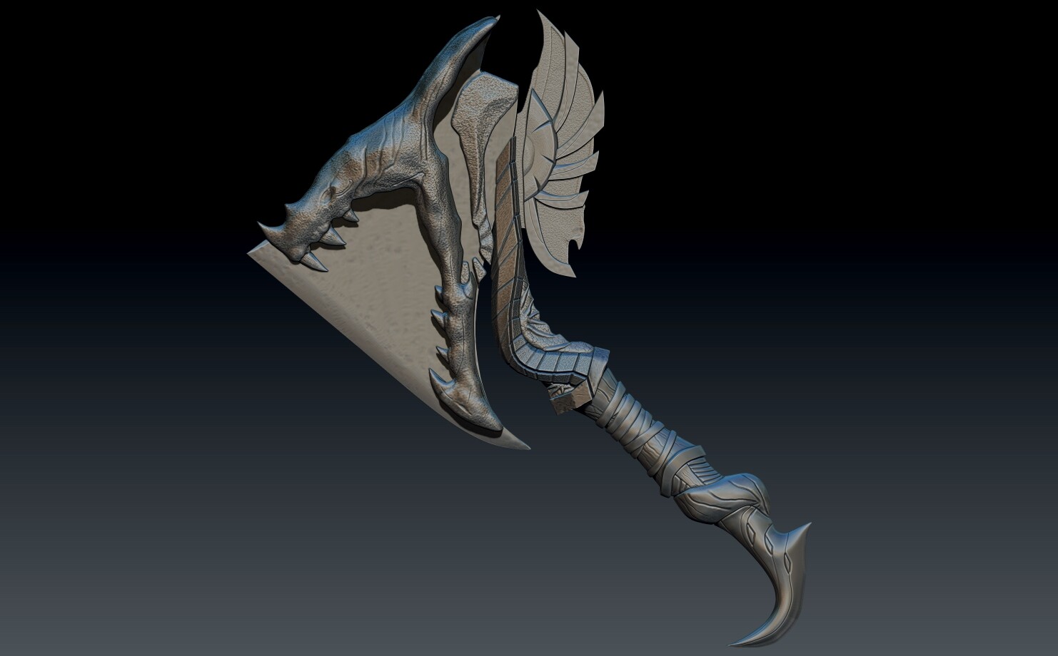 ArtStation - Dragon-inspired Battle Axe