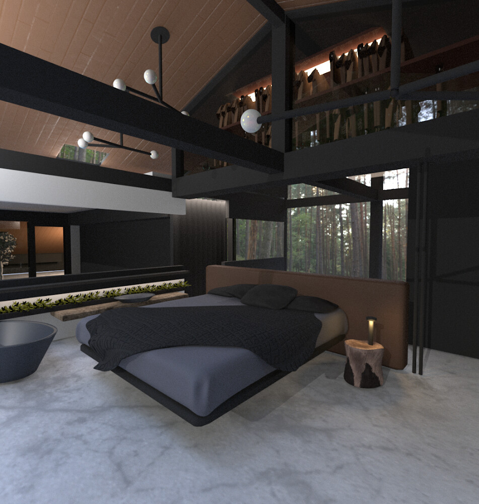 ArtStation - Forrest House Master Bedroom