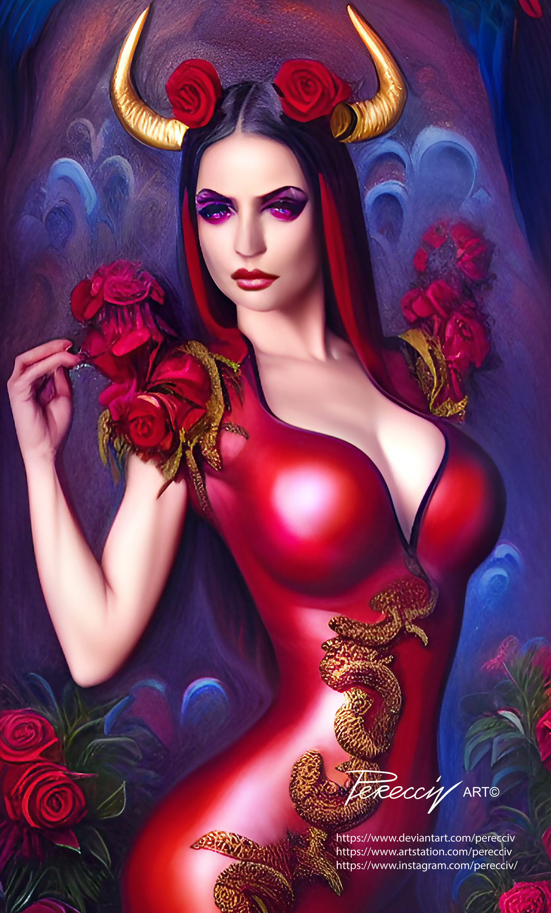 Artstation Demon Girl Veroca In Red Latex