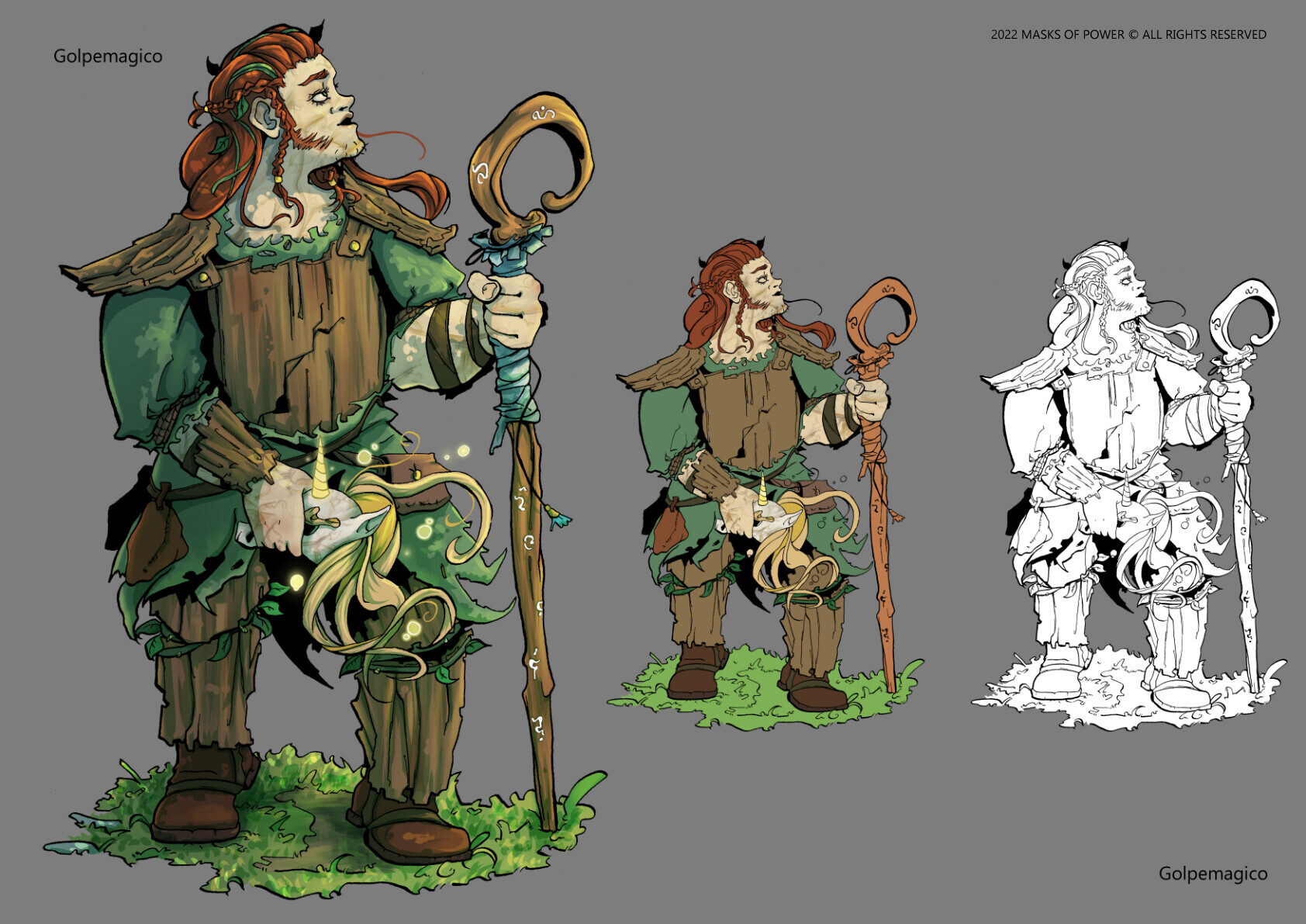 ArtStation - Dwarf druid and unicorn mask (2022 Masks of Power©)