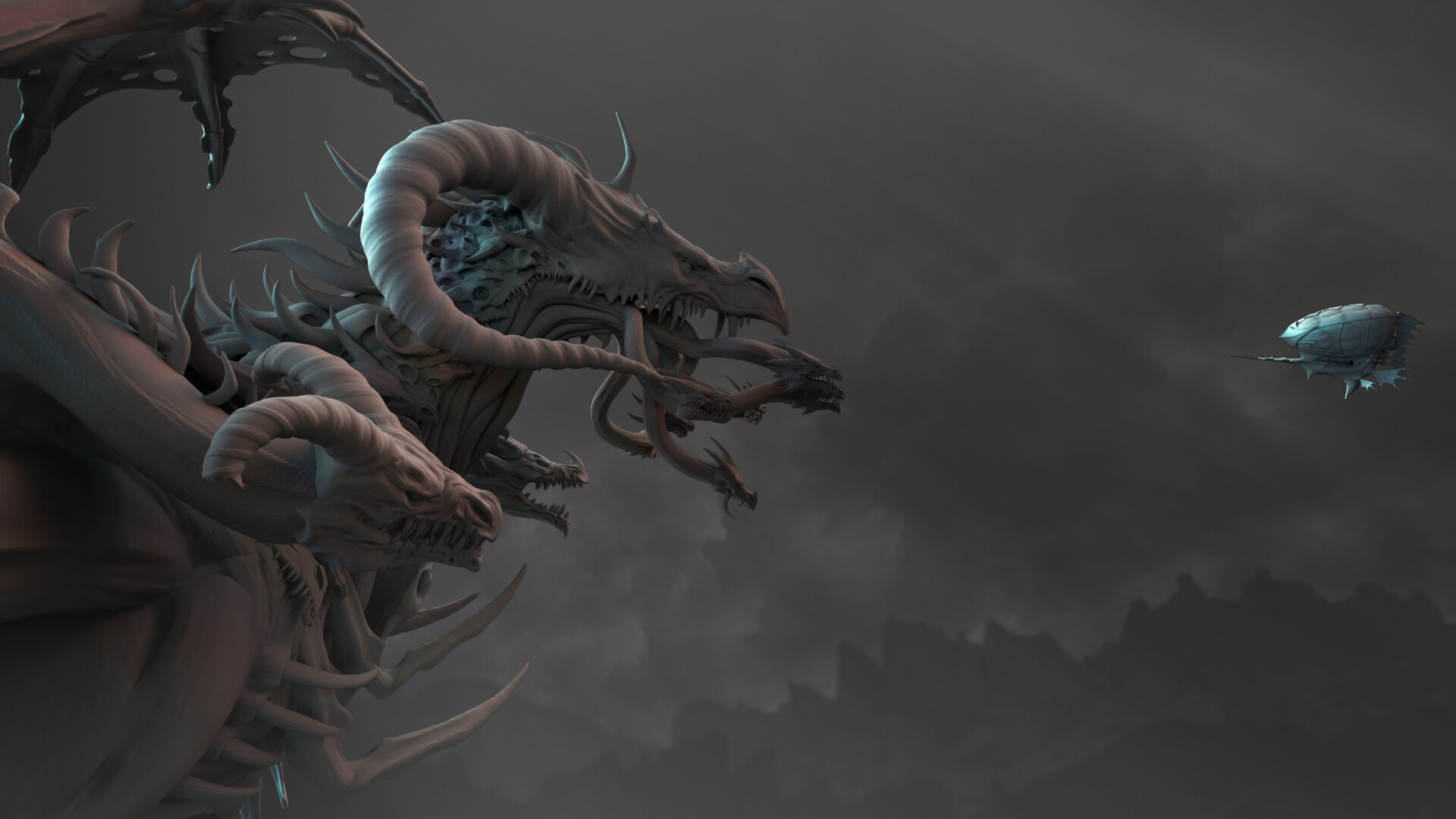 ArtStation - Gw2 Zhaitan and Airship WIP2