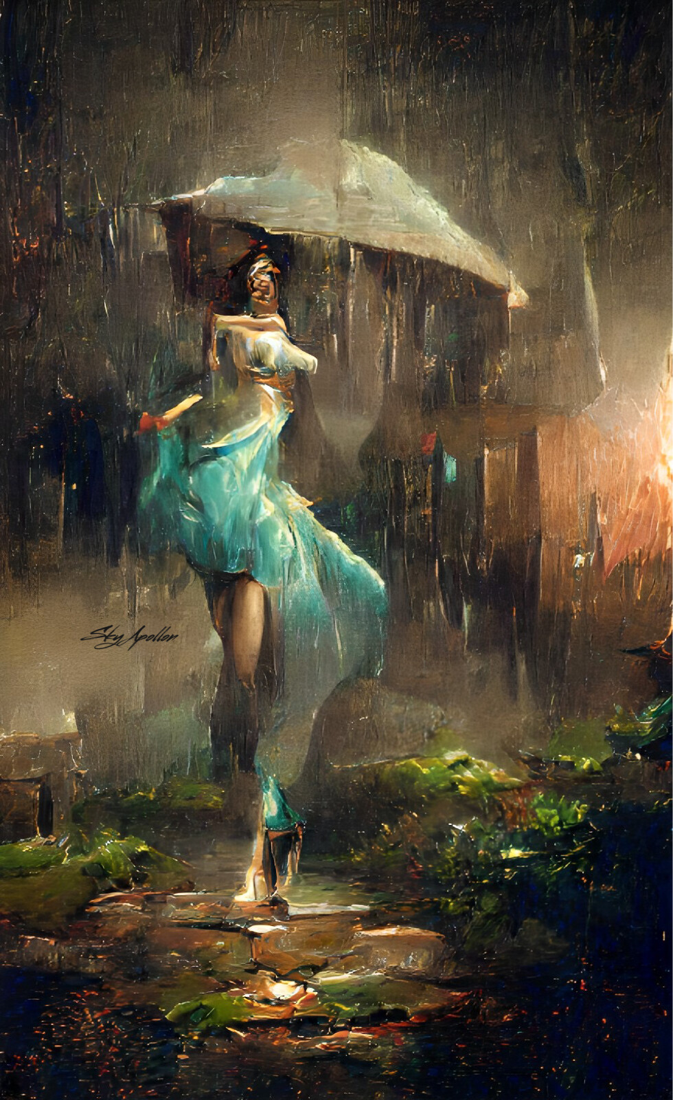 ArtStation - The lady and the rain