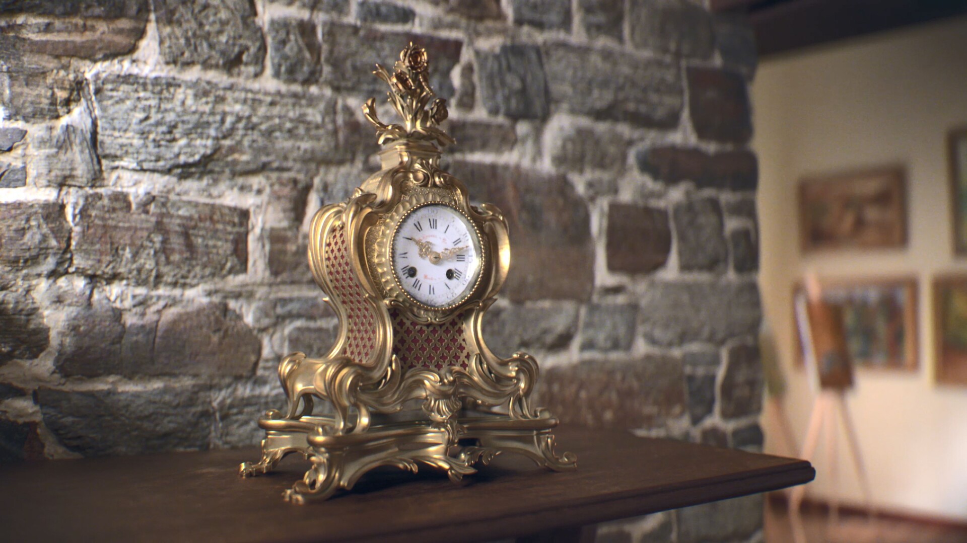 ArtStation - 1880 Antique French Rococo Boudoir Table Clock Model