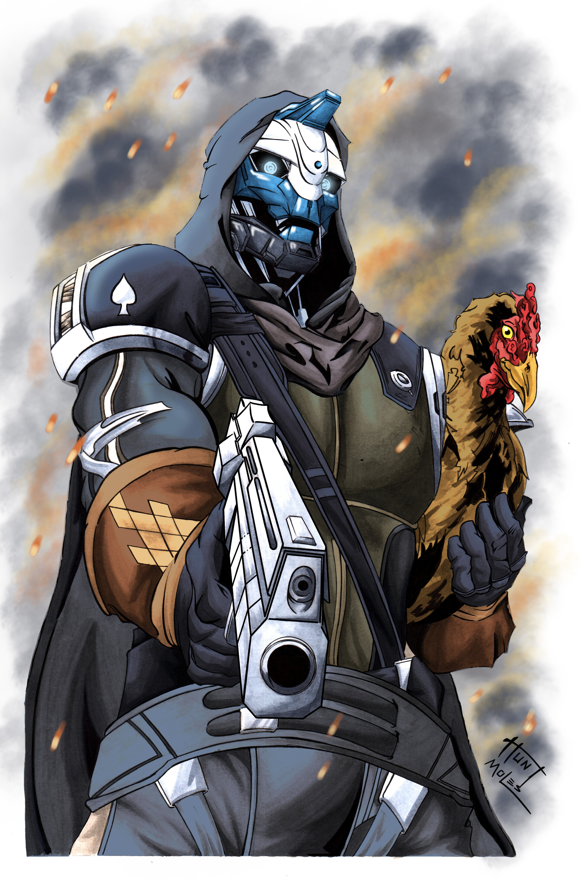 ArtStation - Cayde-6 Traditional/Digital Pin-up