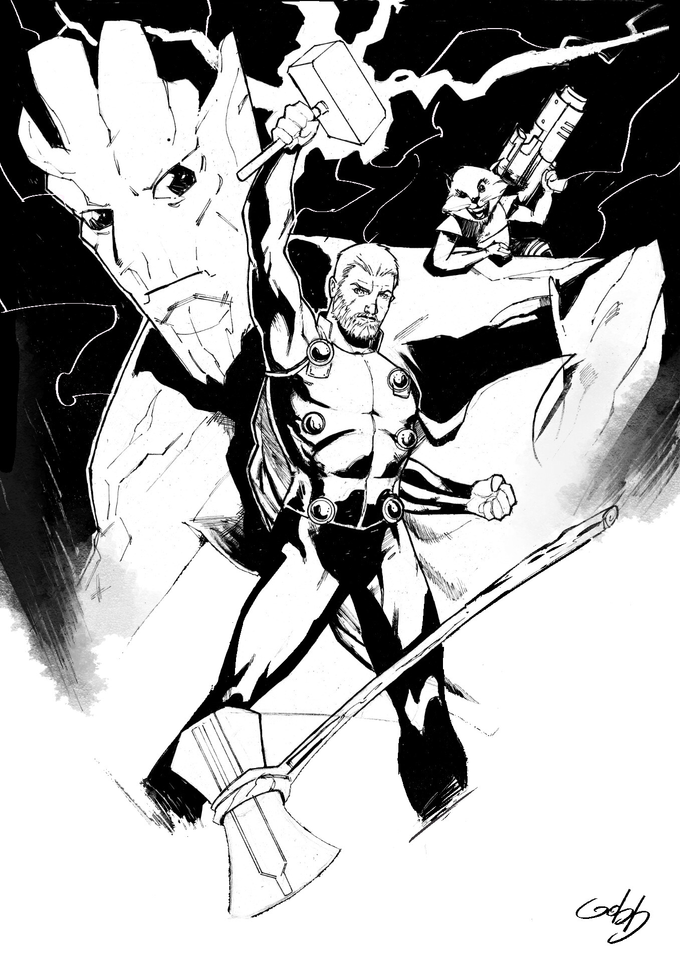 ArtStation - Thor arriving in wakanda - Infinity war