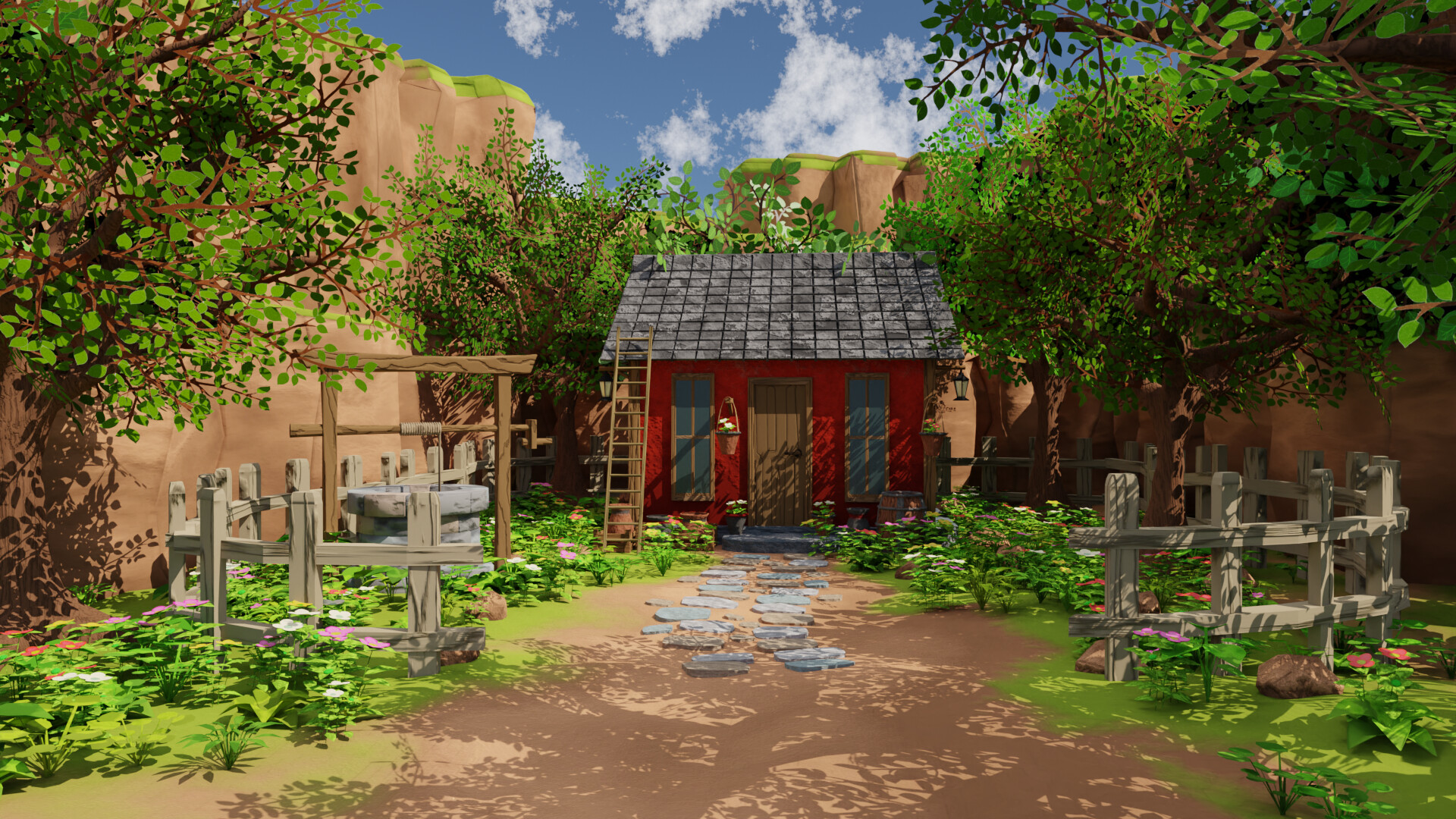 ArtStation - Red House Scene 3D model